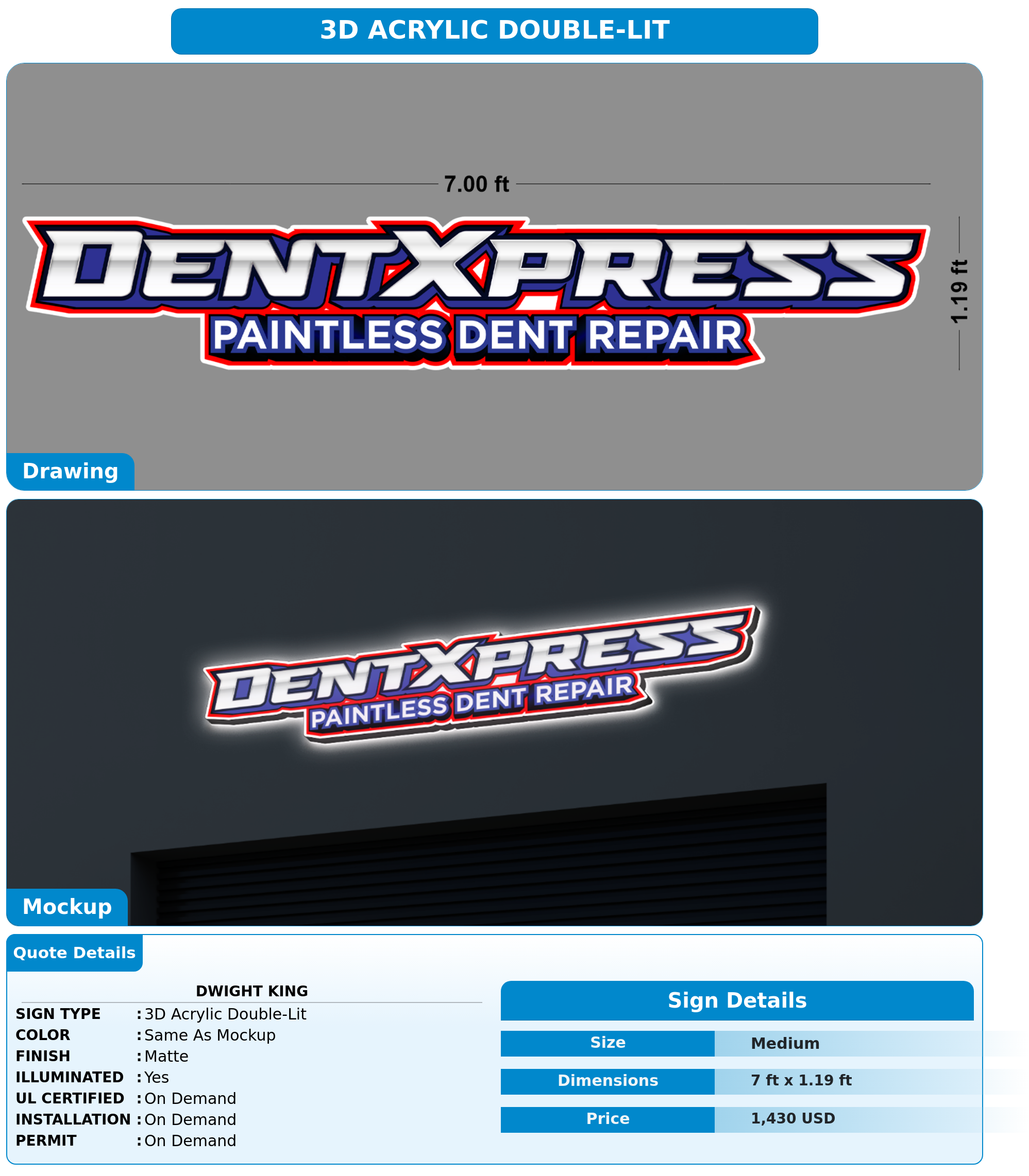 CUSTOM MOCKUP SIGN FOR Dwight king – Signs INC