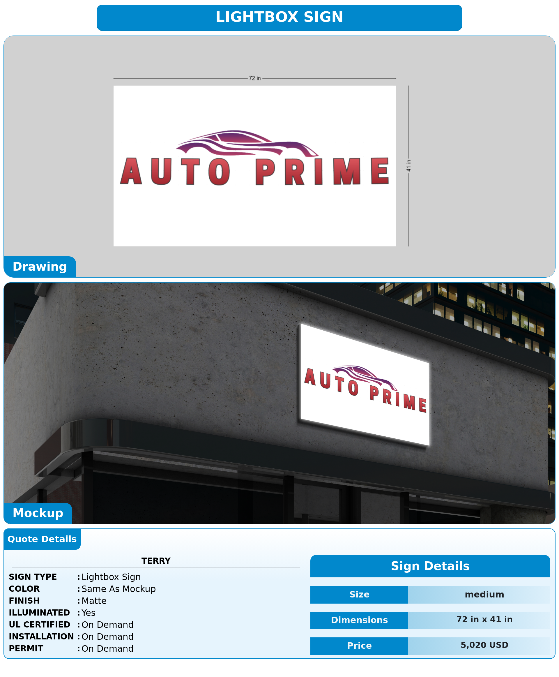 CUSTOM MOCKUP SIGN FOR Terry – Signs INC