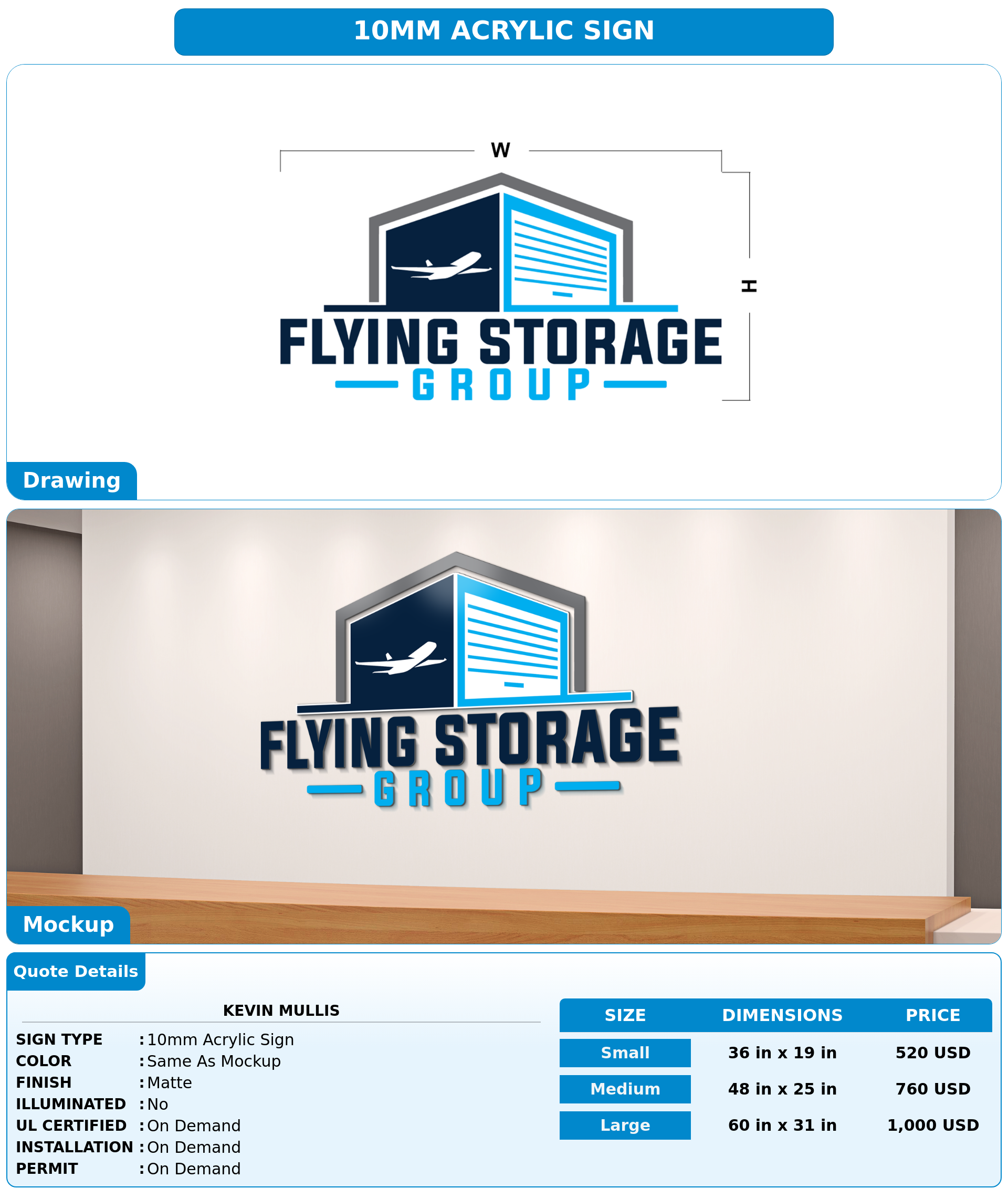 CUSTOM MOCKUP SIGN FOR Kevin Mullis – Signs INC