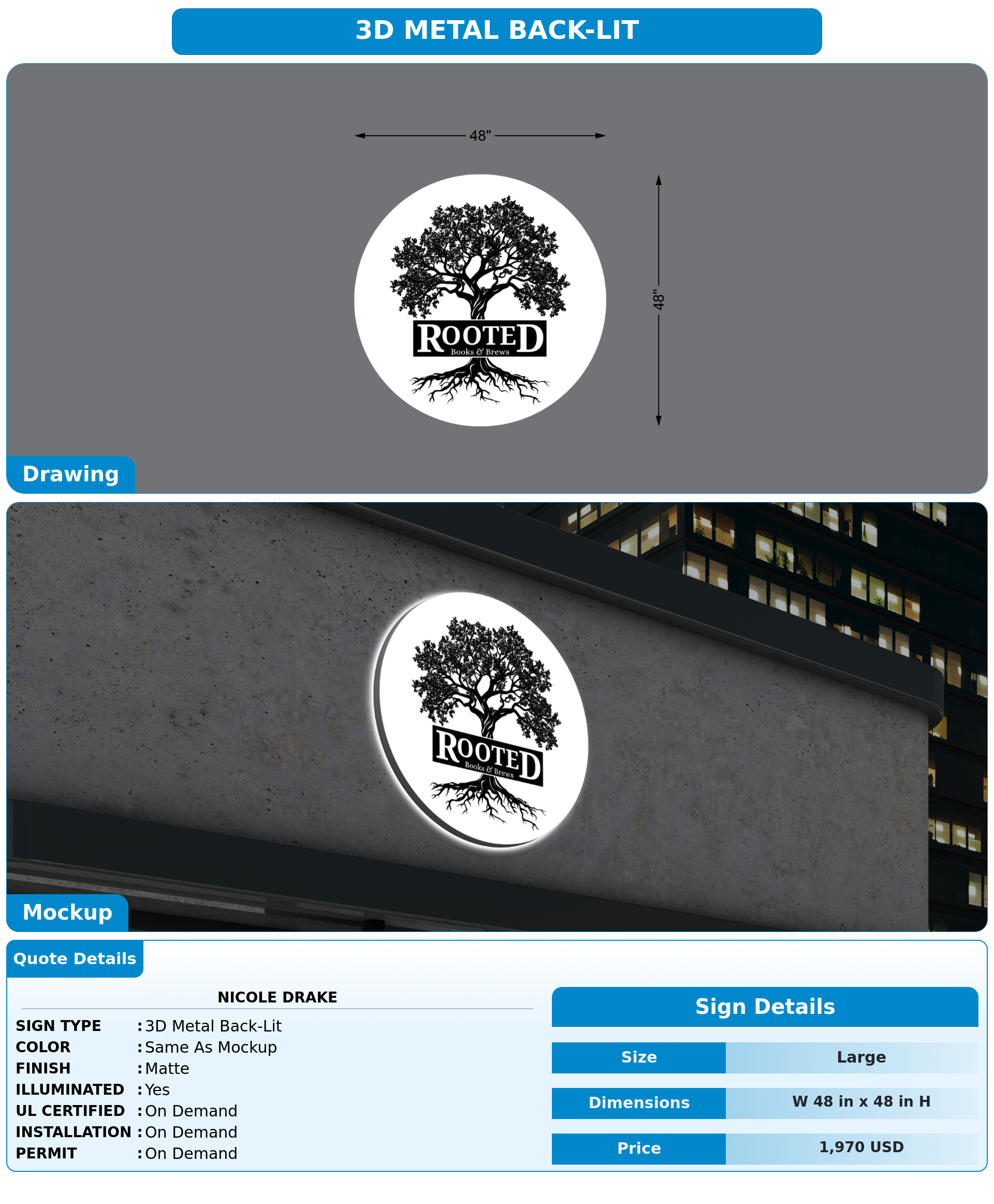 CUSTOM MOCKUP SIGN FOR Nicole Drake – Signs INC