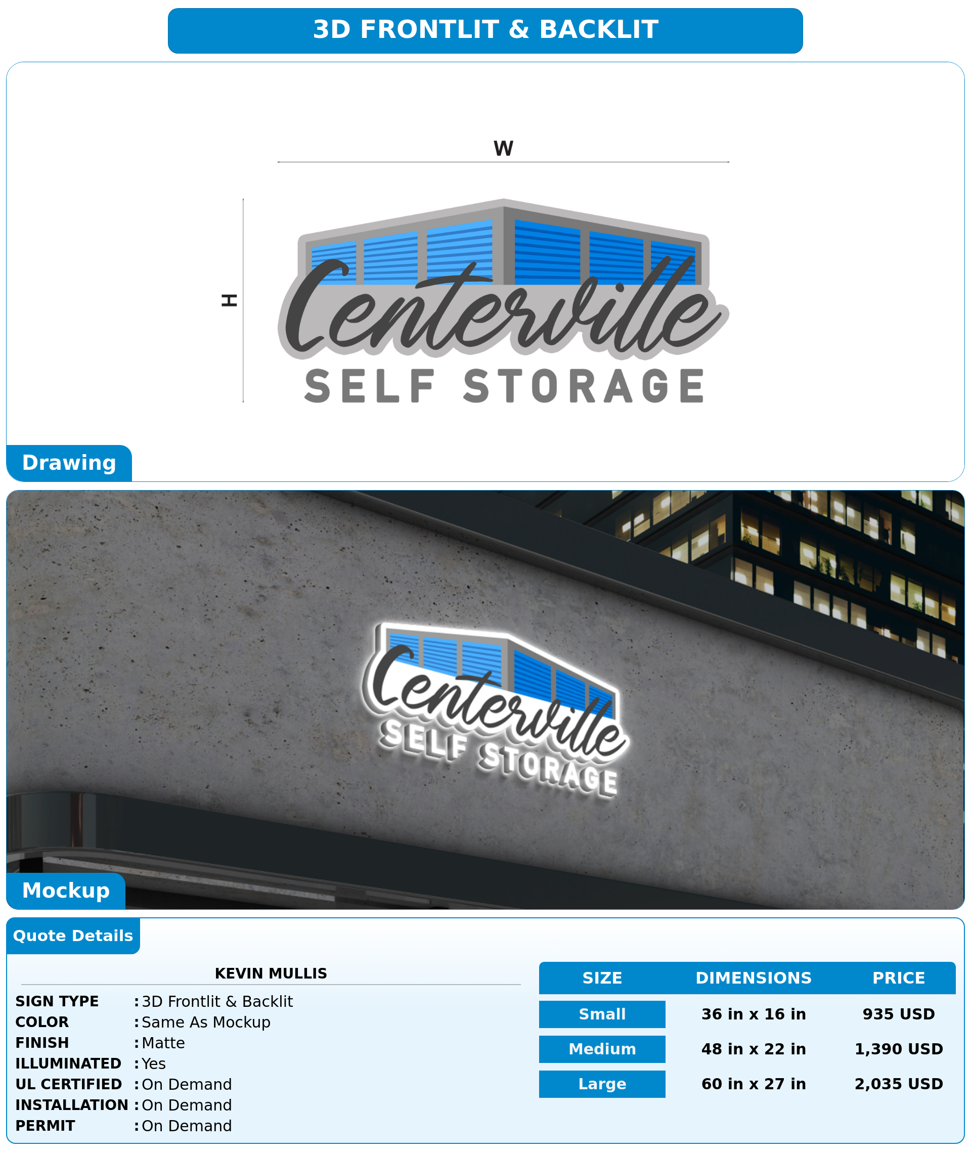 CUSTOM MOCKUP SIGN FOR Kevin Mullis – Signs INC