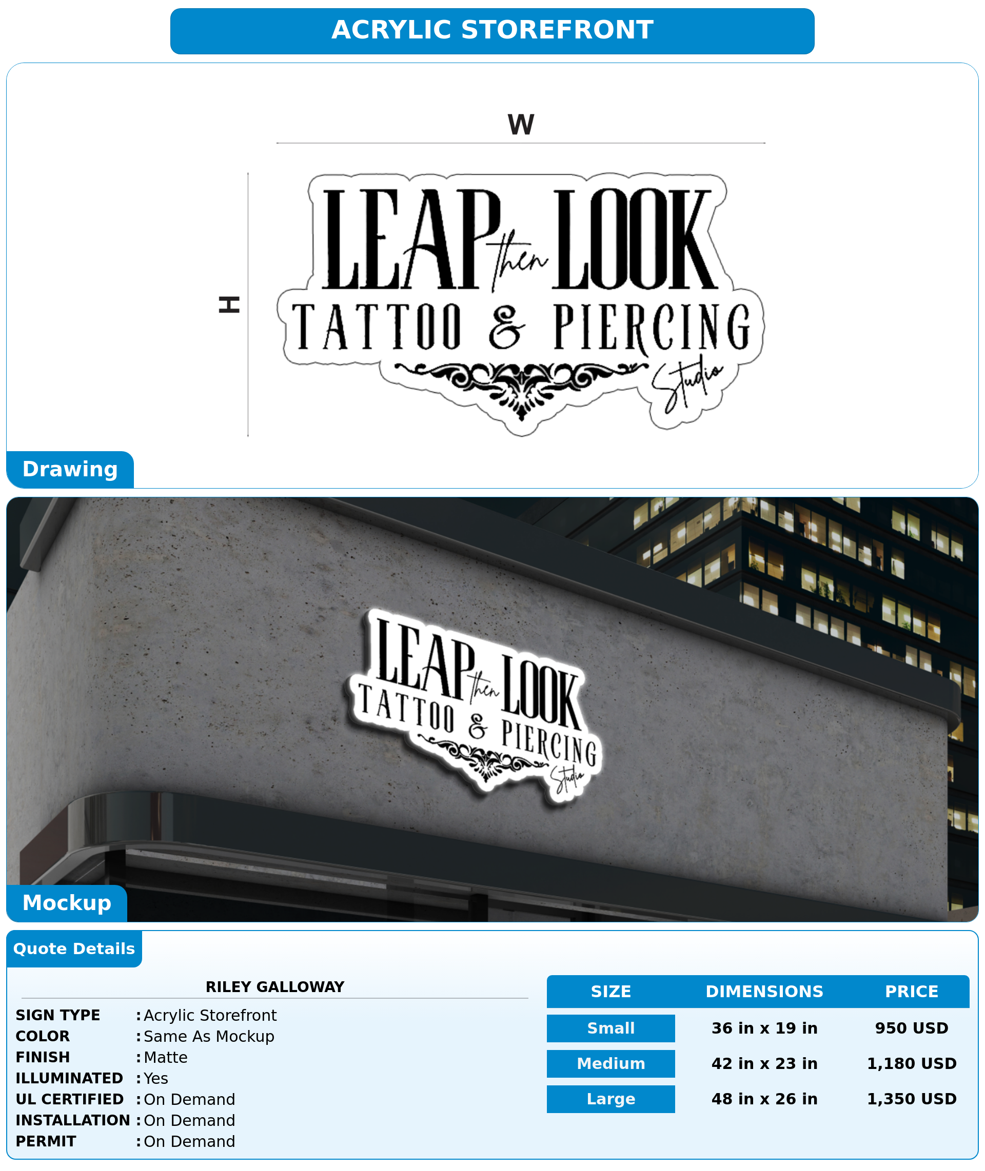 CUSTOM MOCKUP SIGN FOR Riley galloway – Signs INC