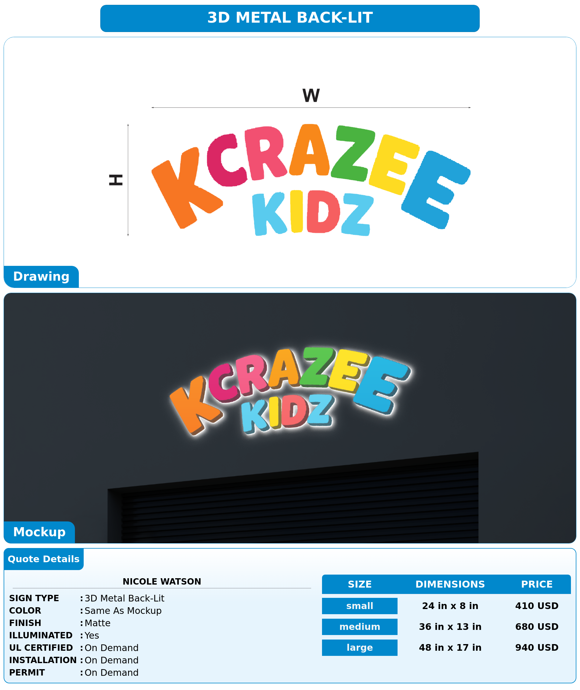 CUSTOM MOCKUP SIGN FOR Nicole Watson – Signs INC