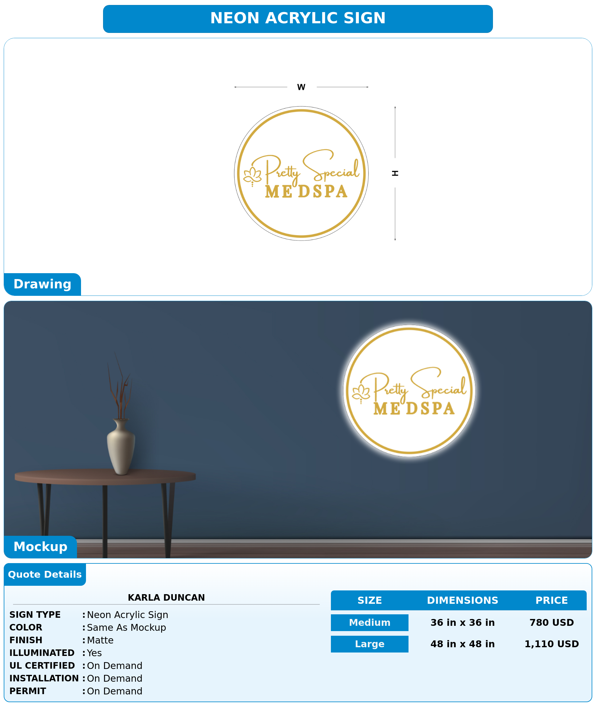 CUSTOM MOCKUP SIGN FOR Karla Duncan – Signs INC