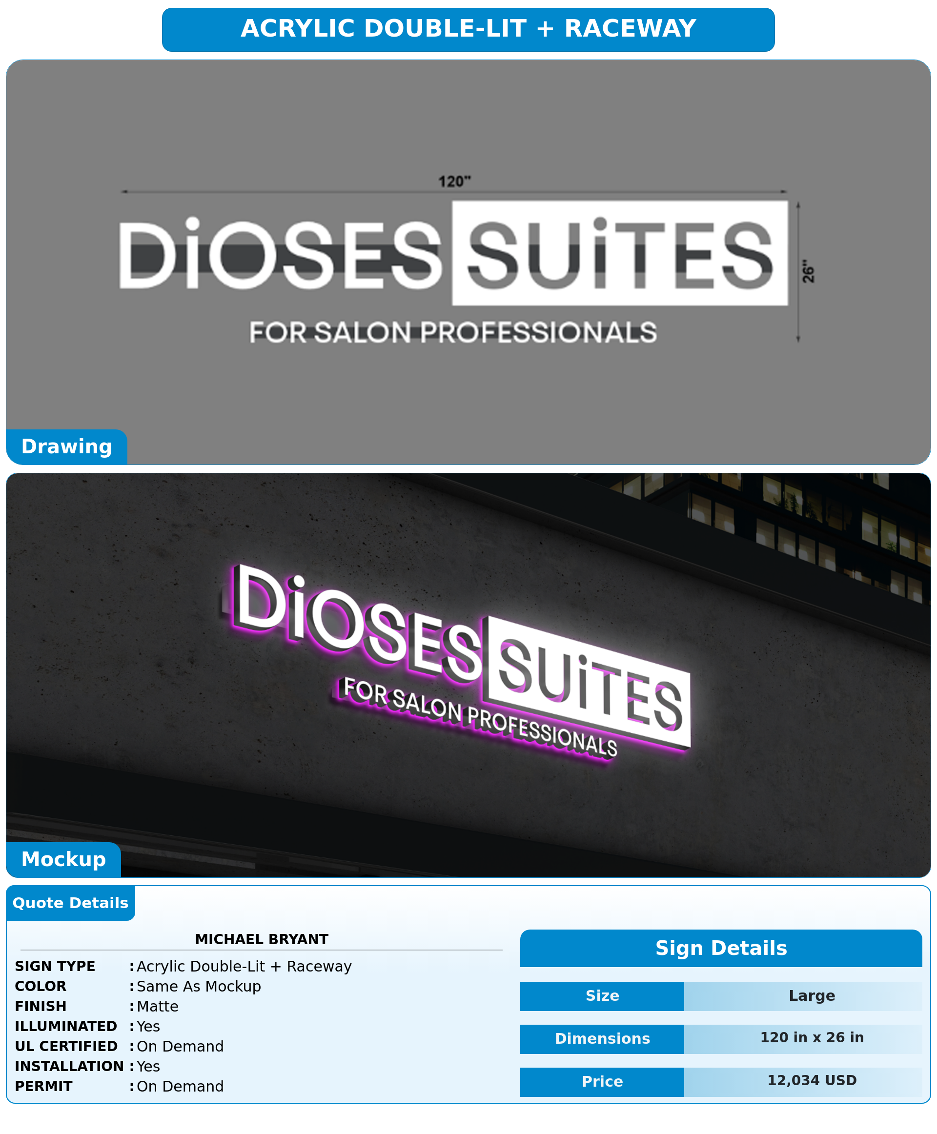 CUSTOM MOCKUP SIGN FOR Michael Bryant – Signs INC