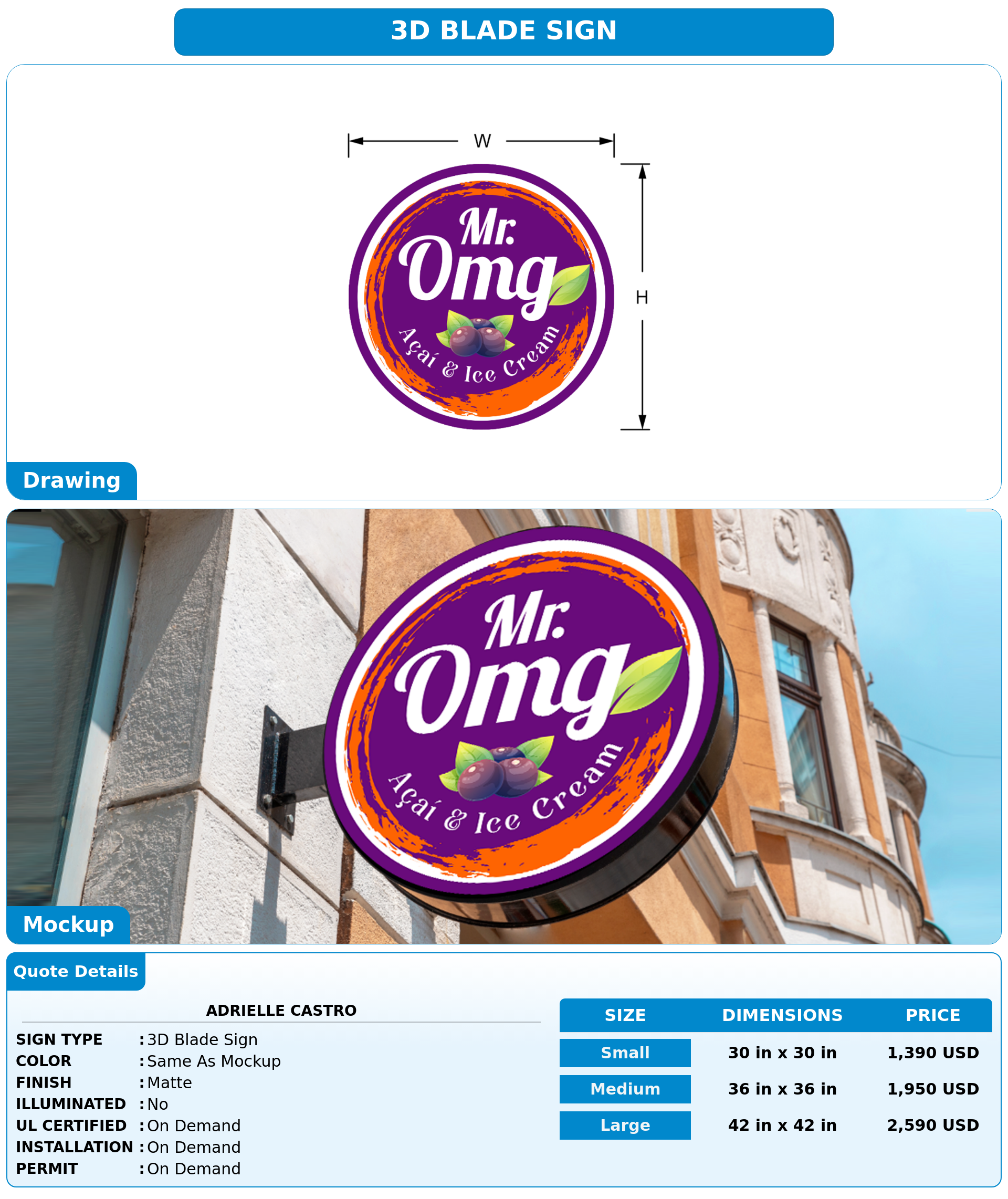 CUSTOM MOCKUP SIGN FOR Adrielle Castro – Signs INC