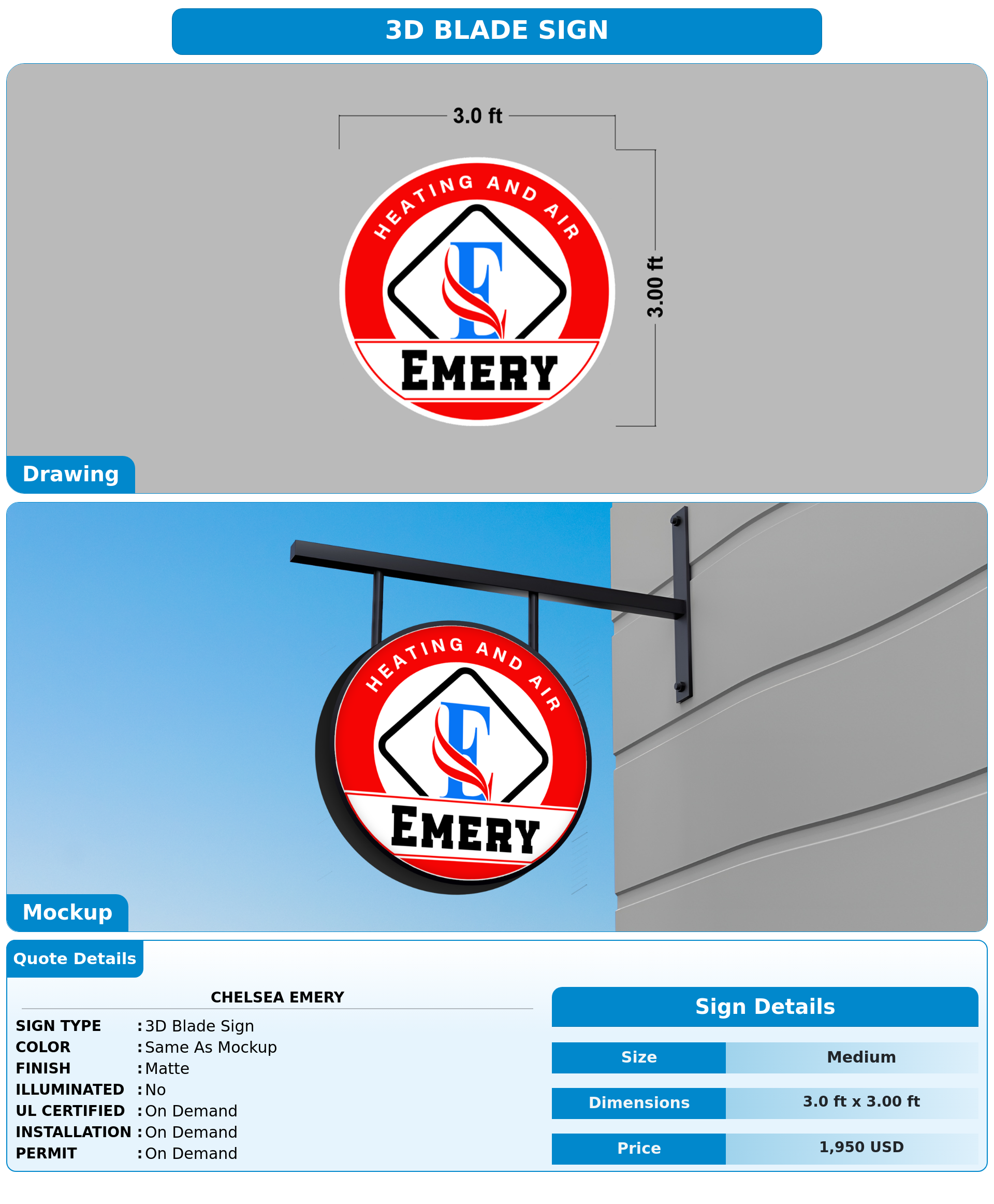 CUSTOM MOCKUP SIGN FOR Chelsea Emery – Signs INC