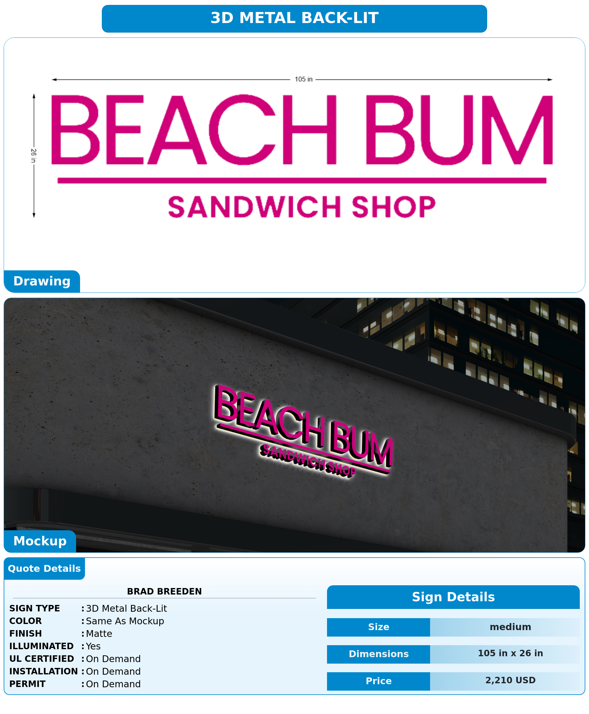 CUSTOM MOCKUP SIGN FOR Brad Breeden – Signs INC