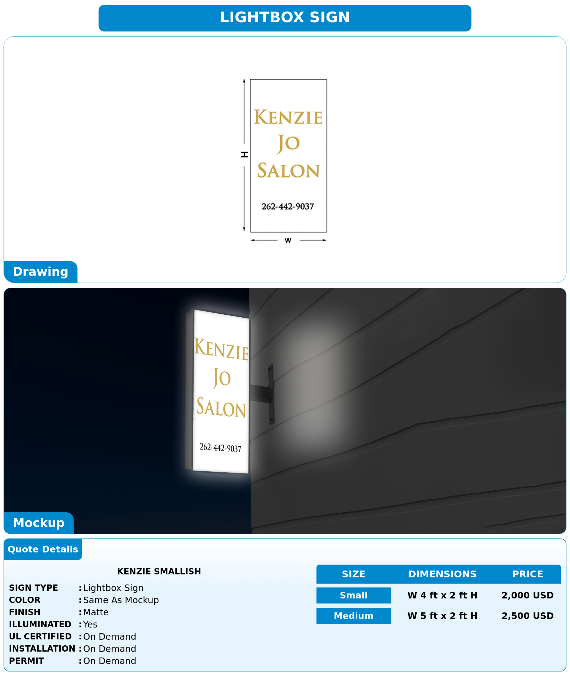 CUSTOM MOCKUP SIGN FOR Kenzie Smallish – Signs INC