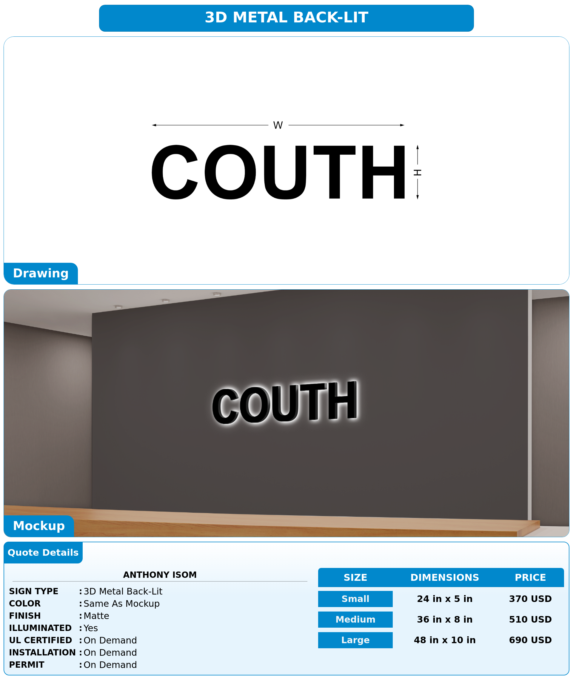 CUSTOM MOCKUP SIGN FOR Anthony Isom – Signs INC