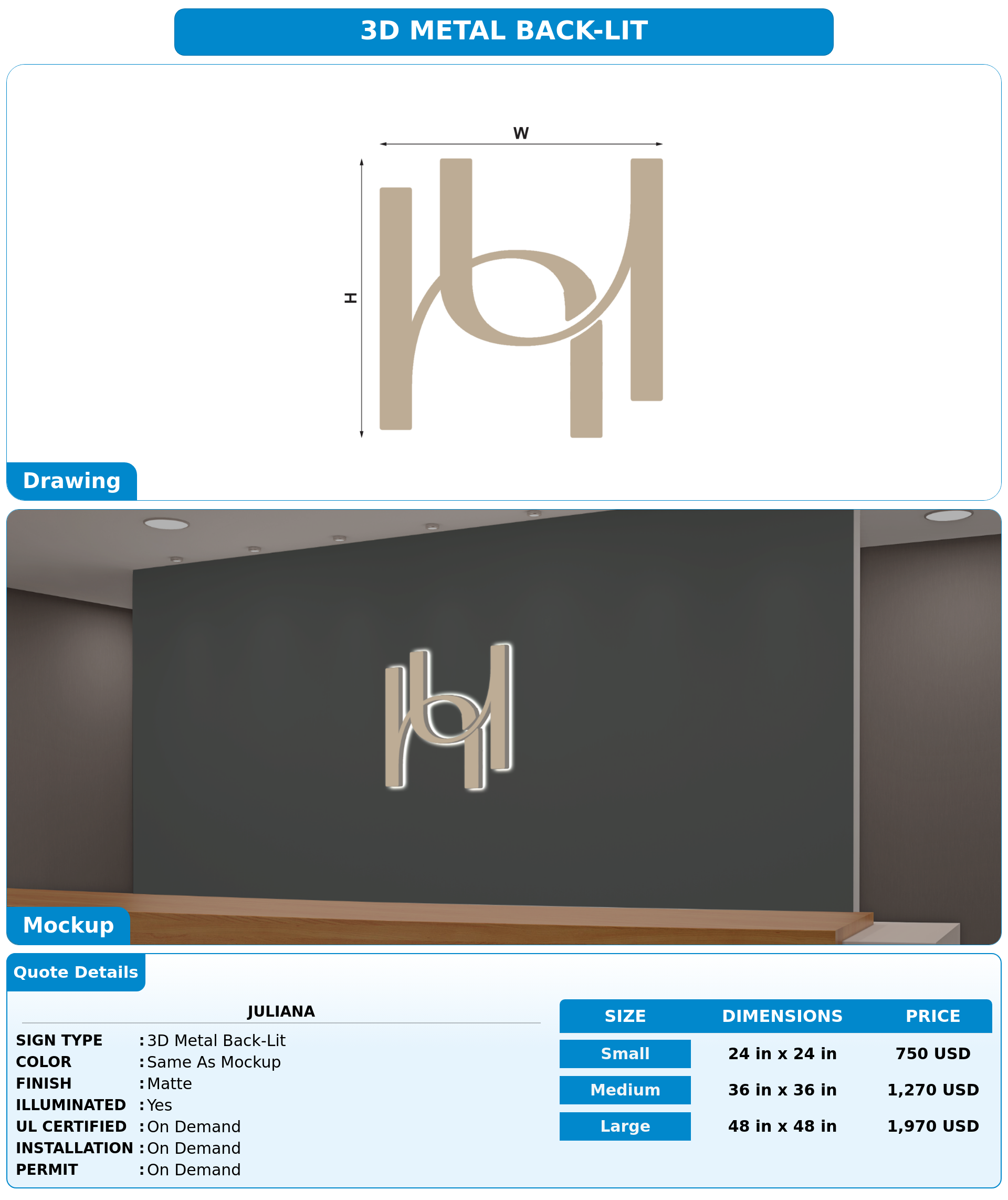 CUSTOM MOCKUP SIGN FOR Juliana – Signs INC