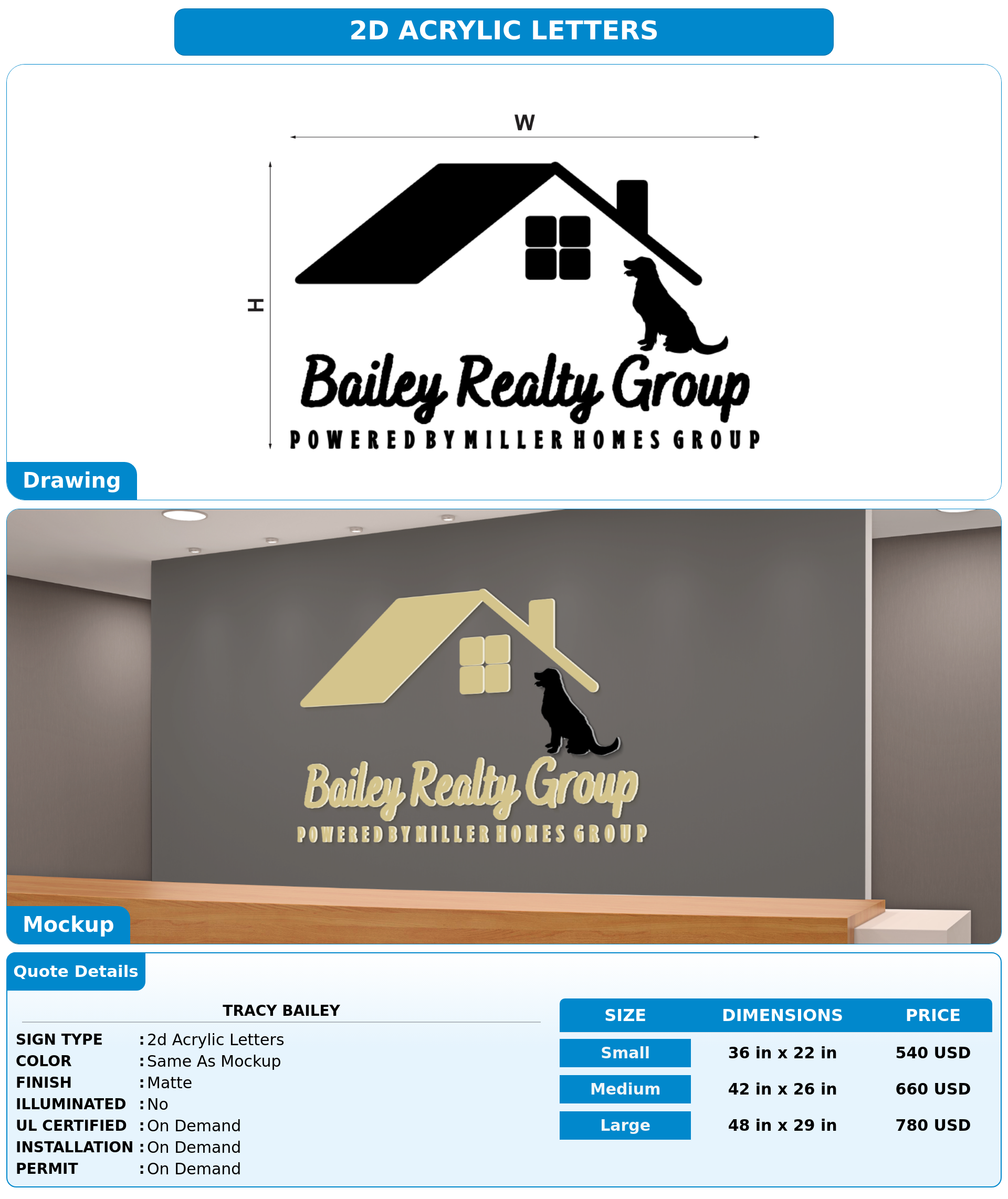 CUSTOM MOCKUP SIGN FOR Tracy Bailey – Signs INC