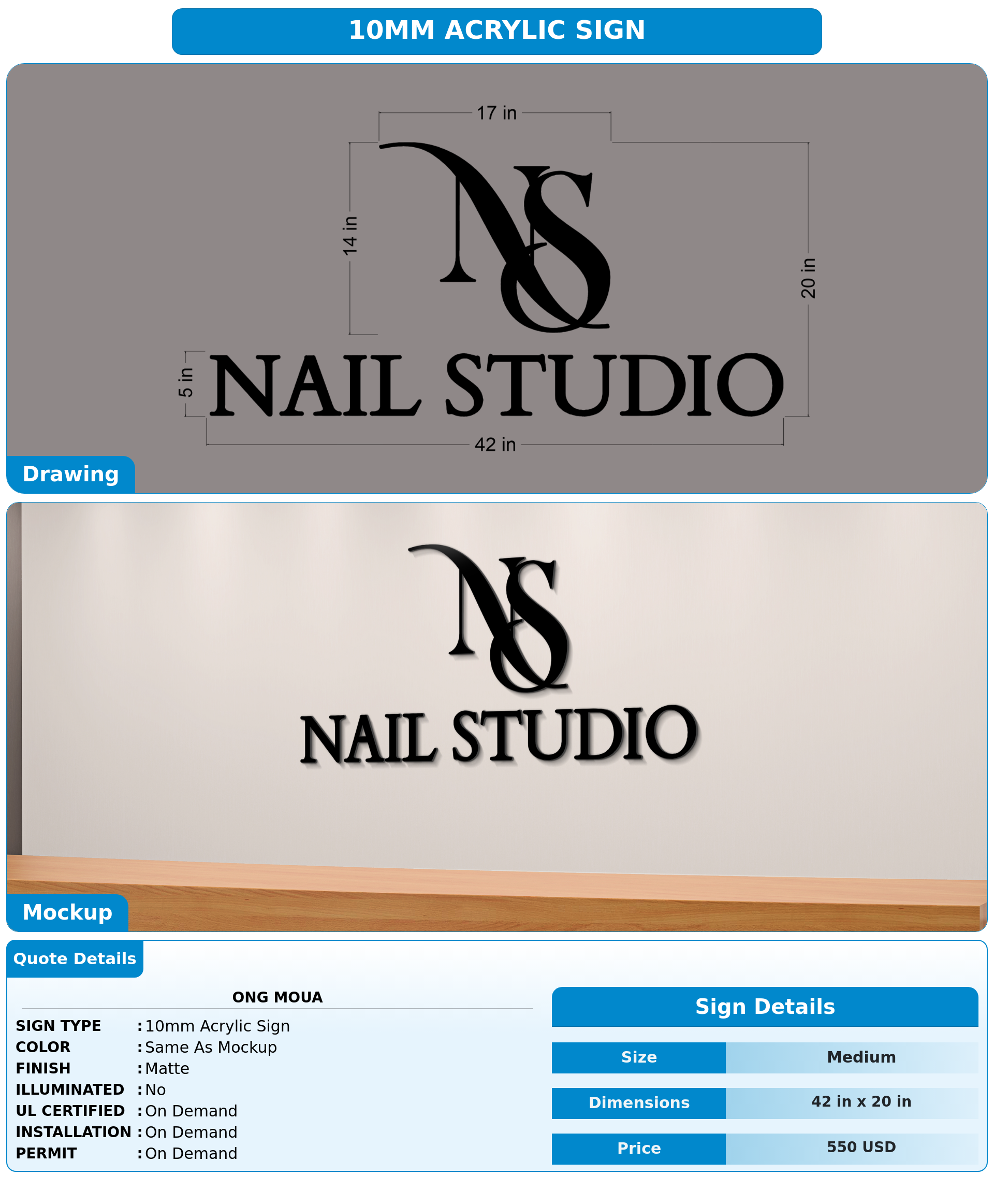 CUSTOM MOCKUP SIGN FOR Ong Moua – Signs INC