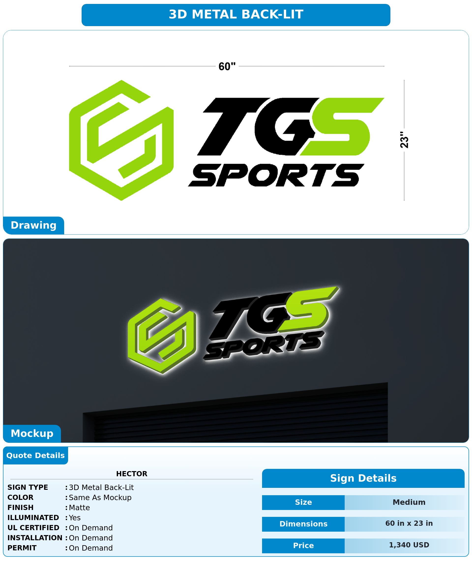 CUSTOM MOCKUP SIGN FOR Hector – Signs INC