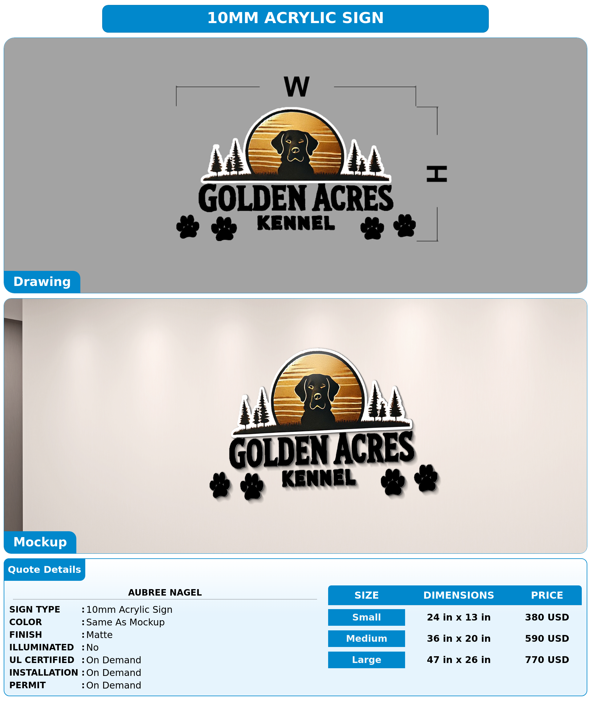 CUSTOM MOCKUP SIGN FOR Aubree Nagel – Signs INC