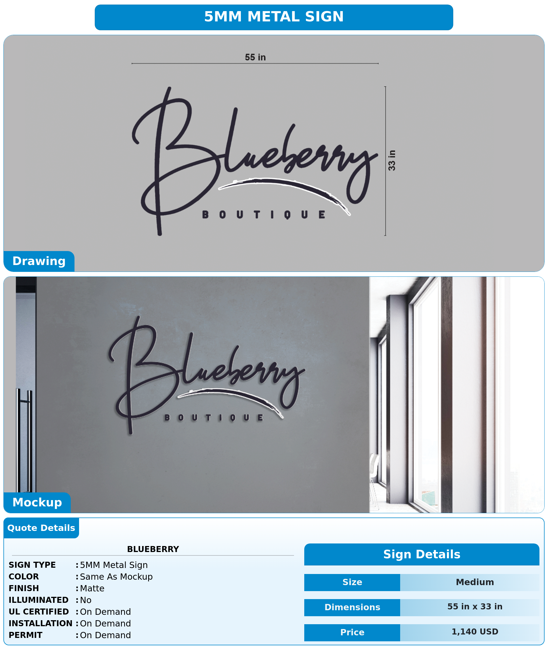 CUSTOM MOCKUP SIGN FOR Blueberry – Signs INC
