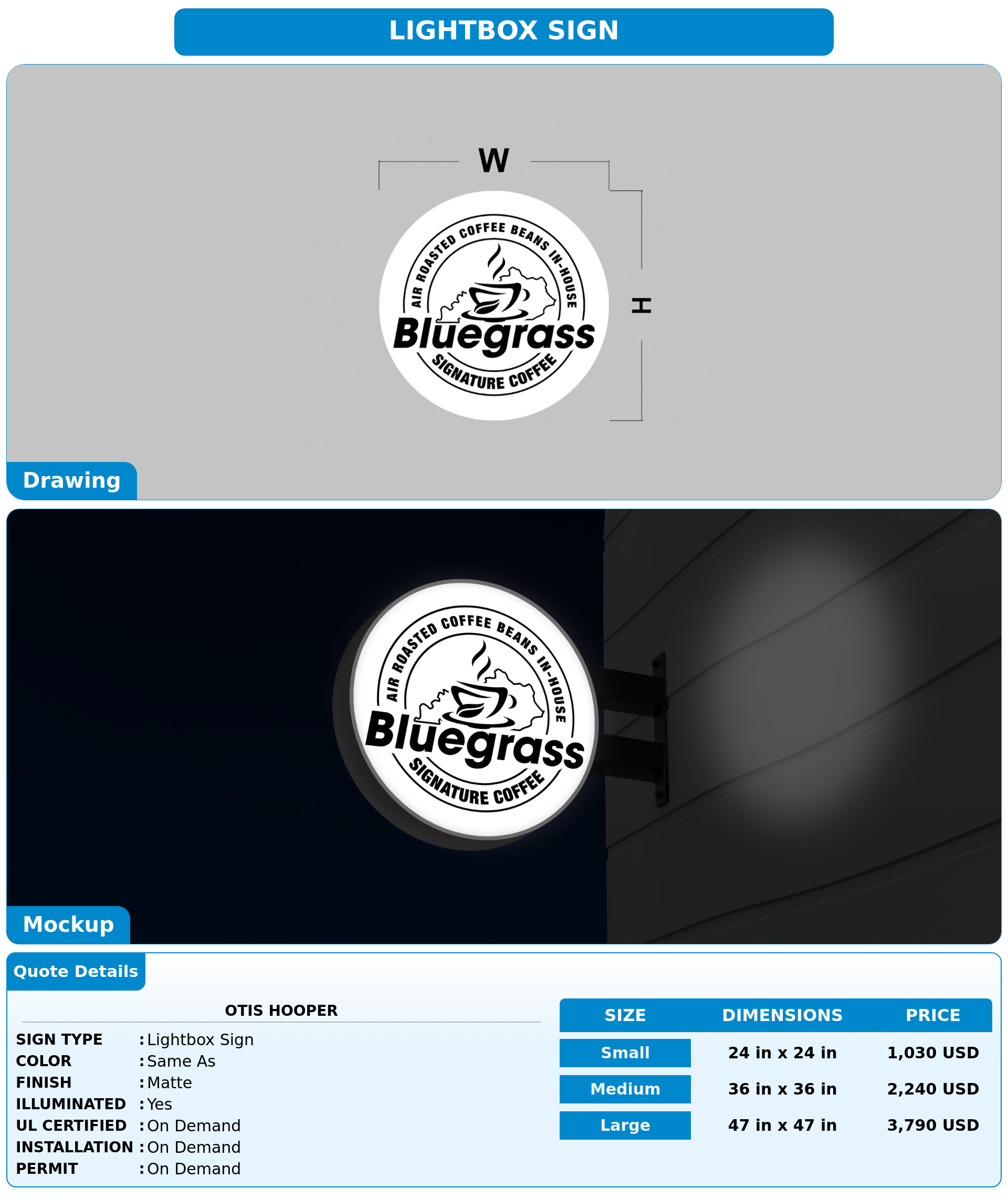 CUSTOM MOCKUP SIGN FOR Otis Hooper – Signs INC