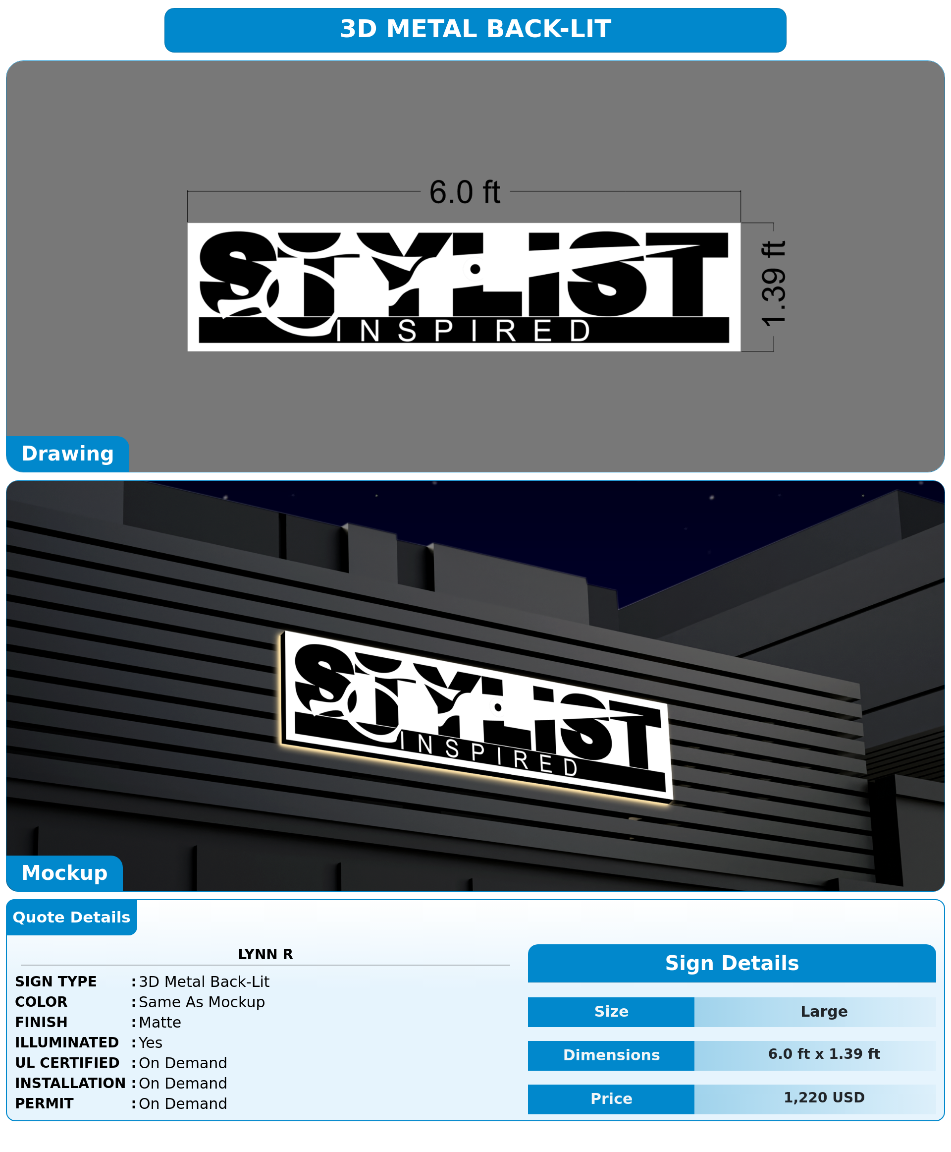 CUSTOM MOCKUP SIGN FOR Lynn R – Signs INC