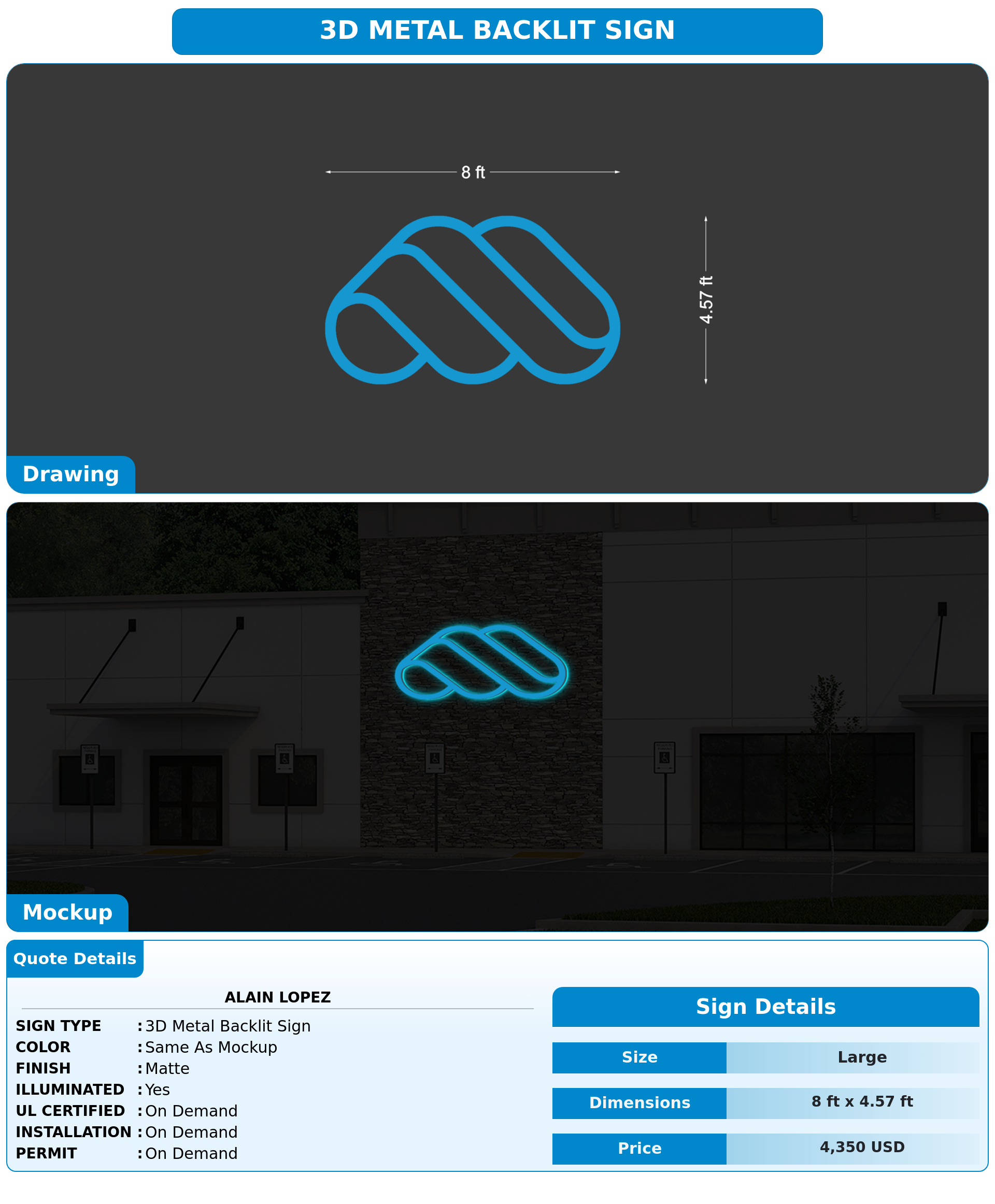 CUSTOM MOCKUP SIGN FOR Alain Lopez – Signs INC