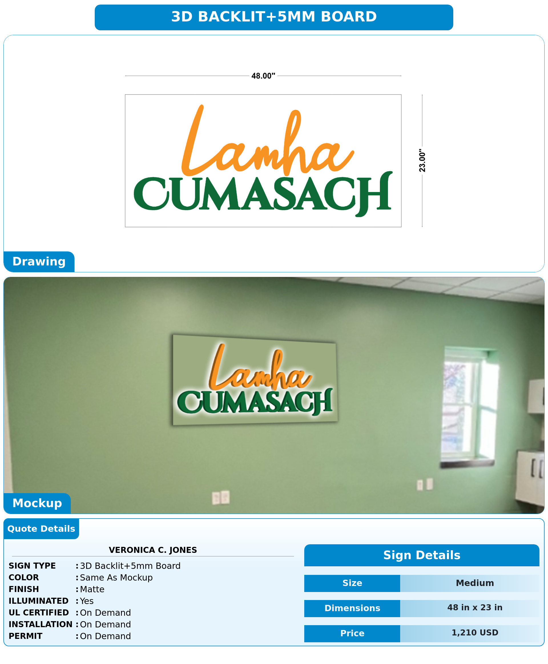 CUSTOM MOCKUP SIGN FOR Veronica C. Jones – Signs INC