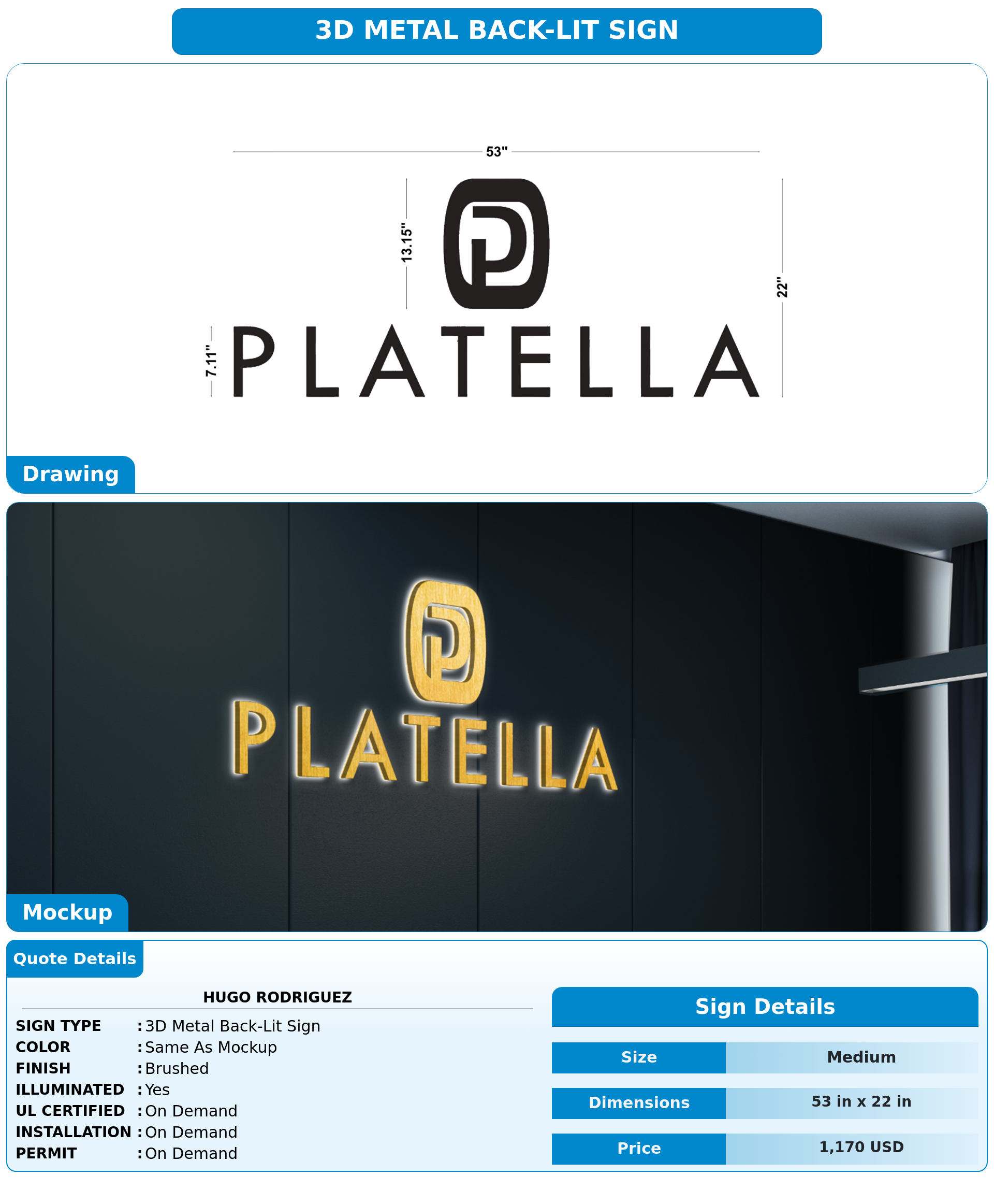 CUSTOM MOCKUP SIGN FOR Hugo Rodriguez – Signs INC