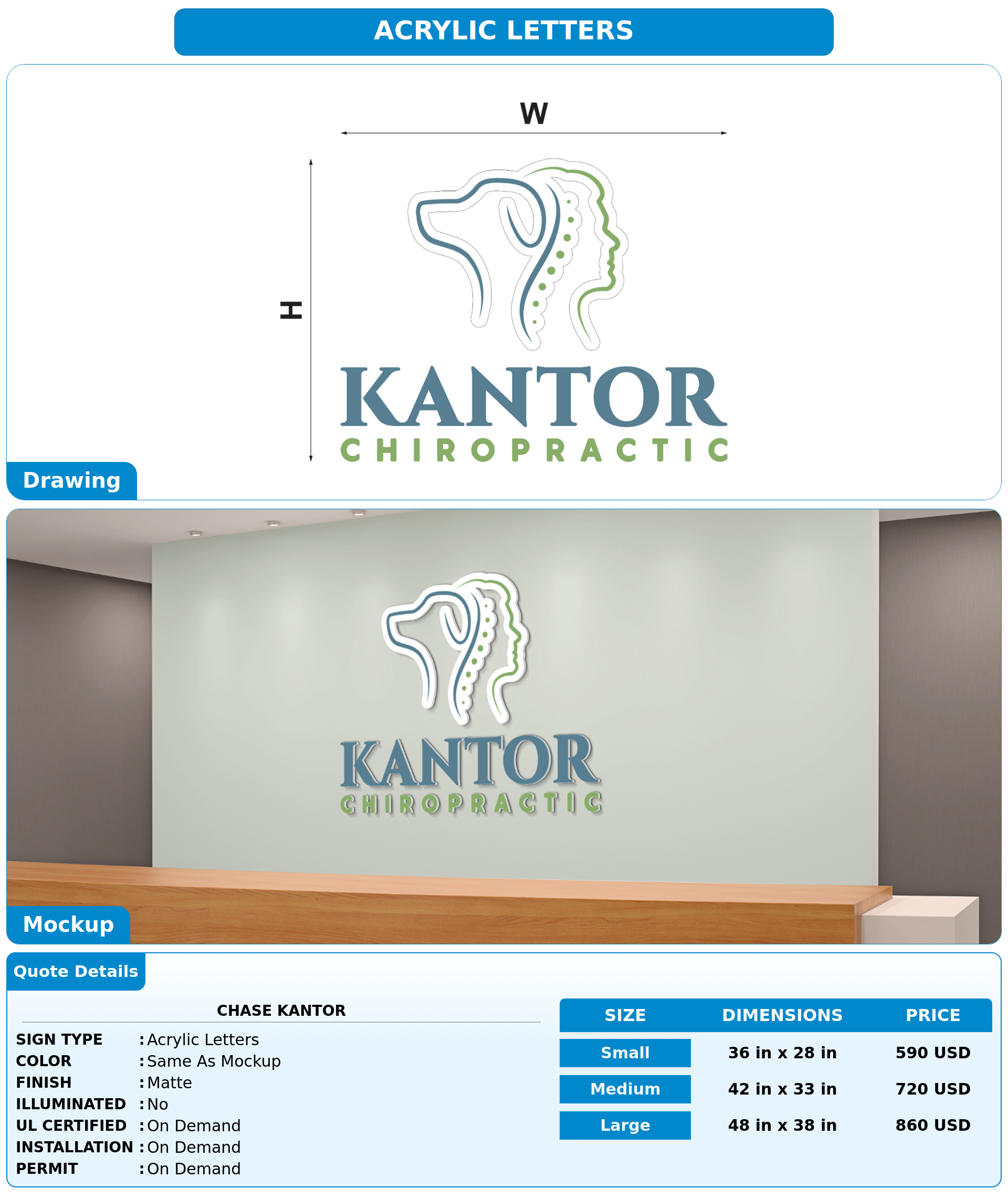 CUSTOM MOCKUP SIGN FOR Chase Kantor – Signs INC