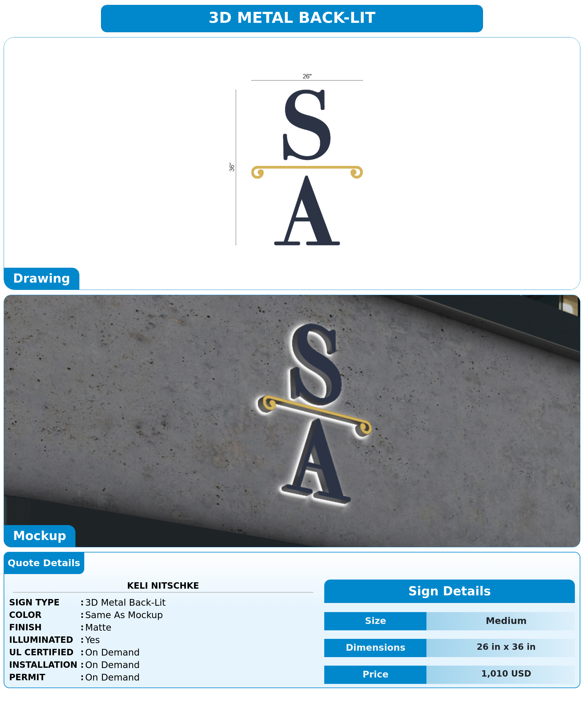 CUSTOM MOCKUP SIGN FOR Keli Nitschke – Signs INC