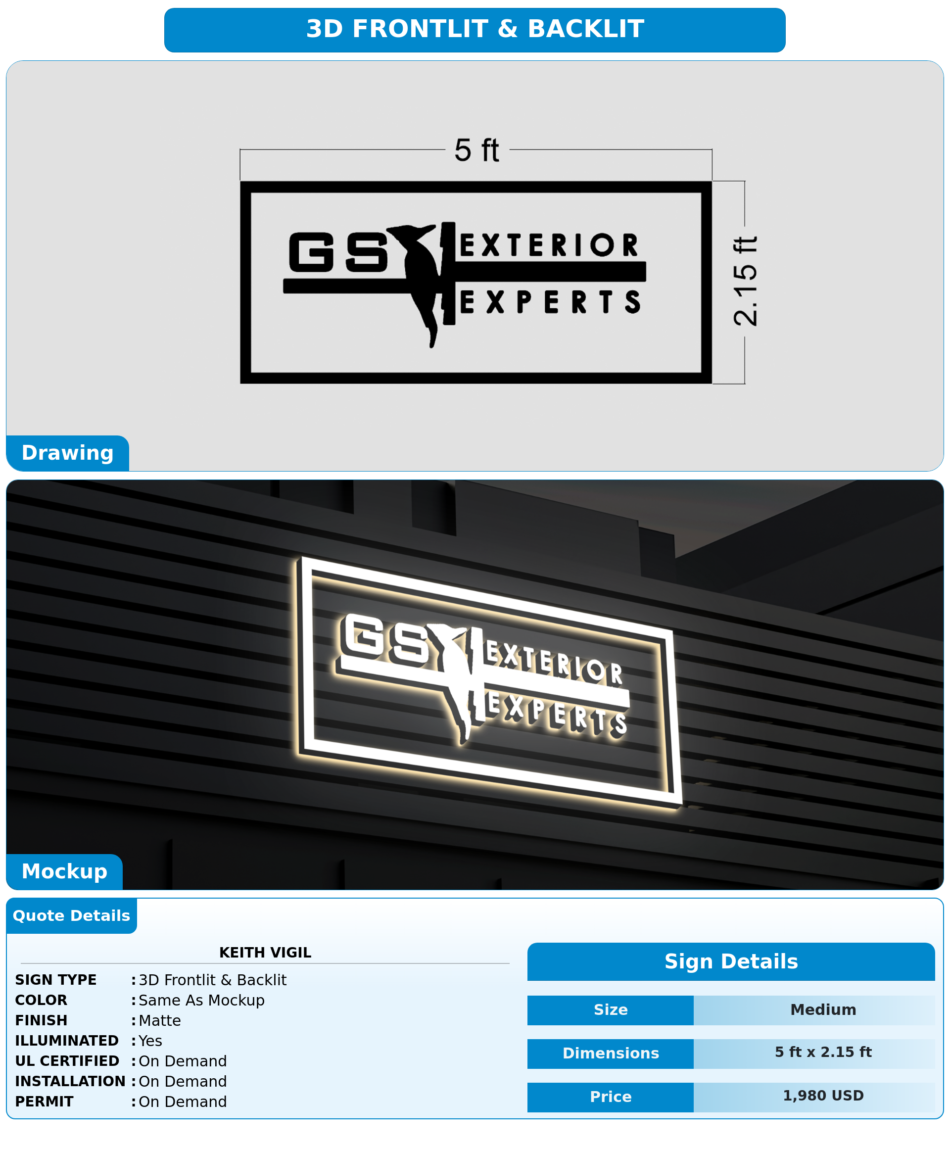 CUSTOM MOCKUP SIGN FOR Keith Vigil – Signs INC