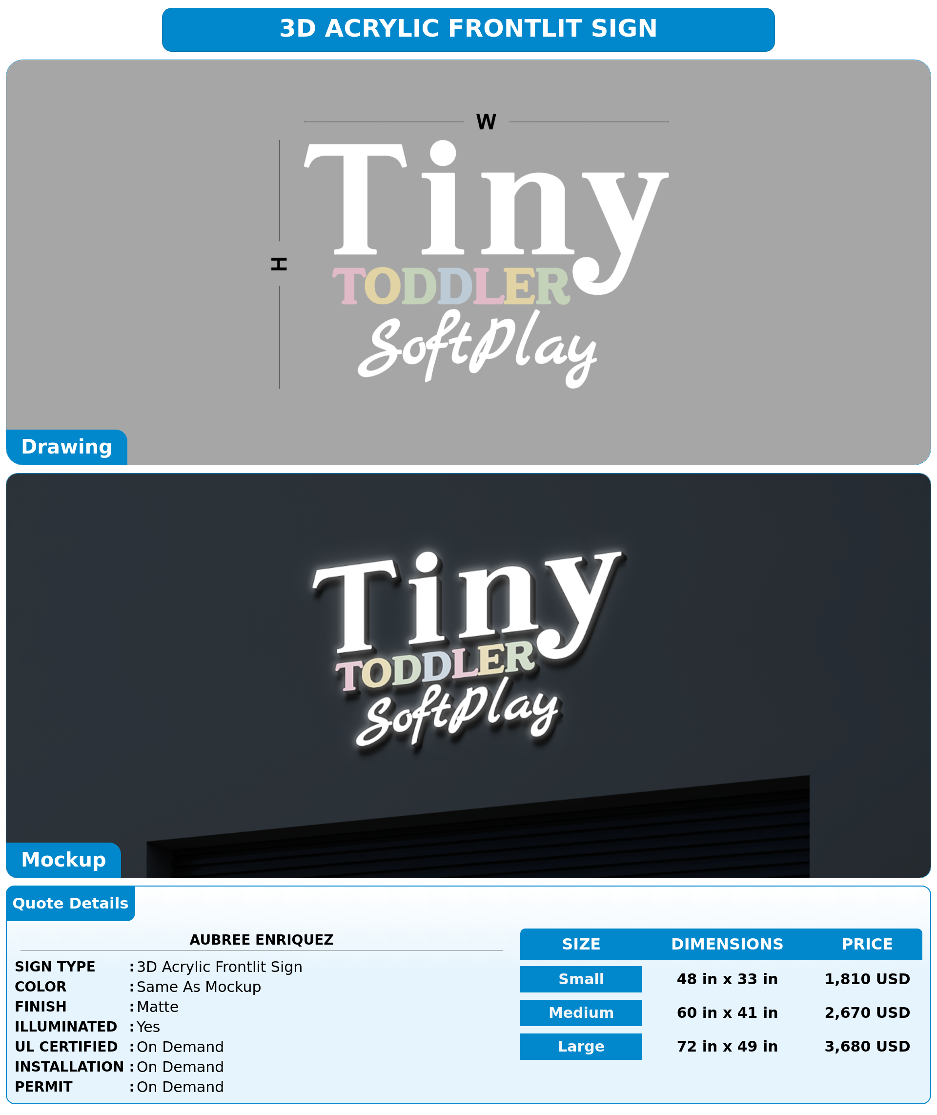 CUSTOM MOCKUP SIGN FOR Aubree Enriquez – Signs INC