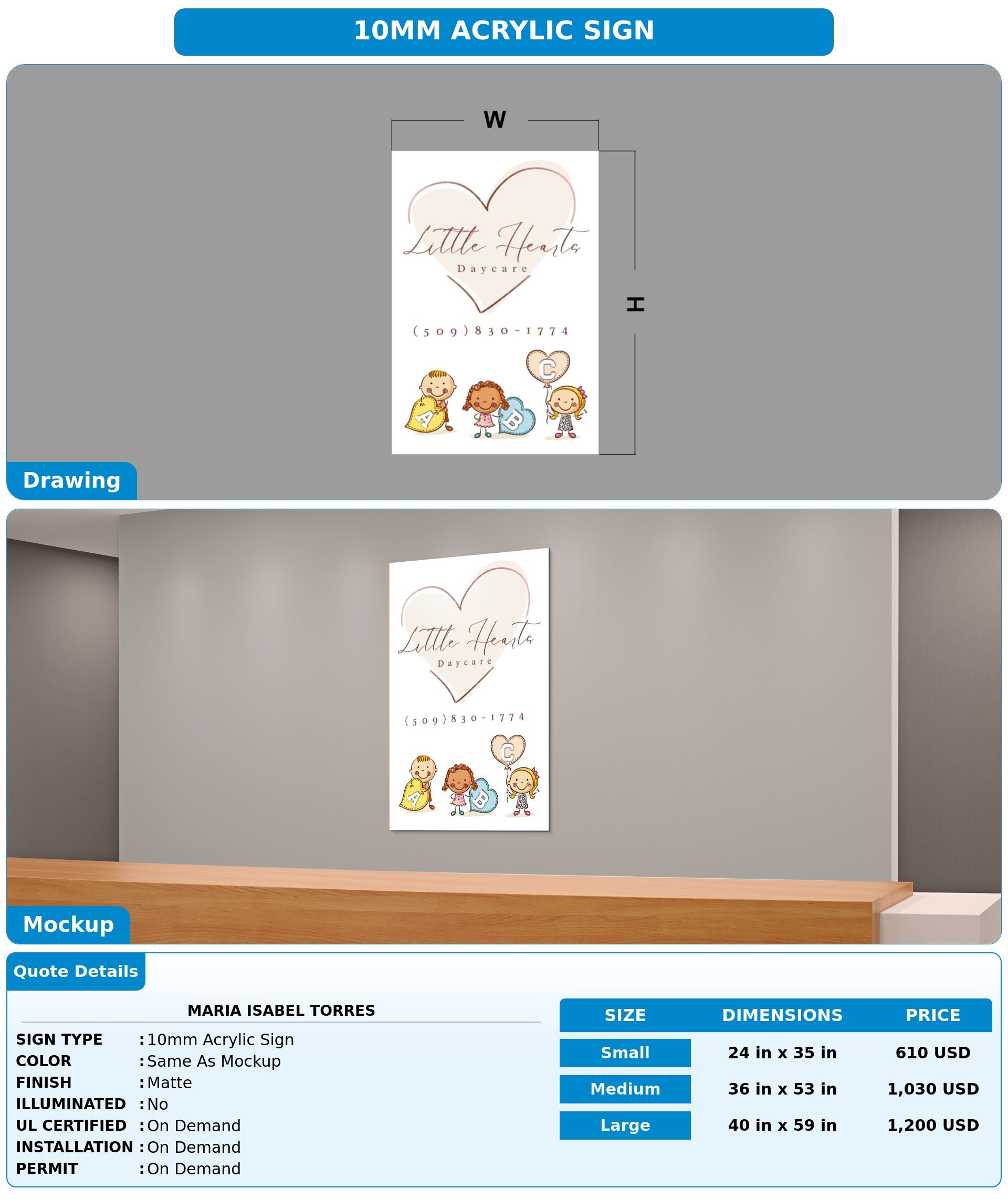 CUSTOM MOCKUP SIGN FOR Maria Isabel Torres – Signs INC