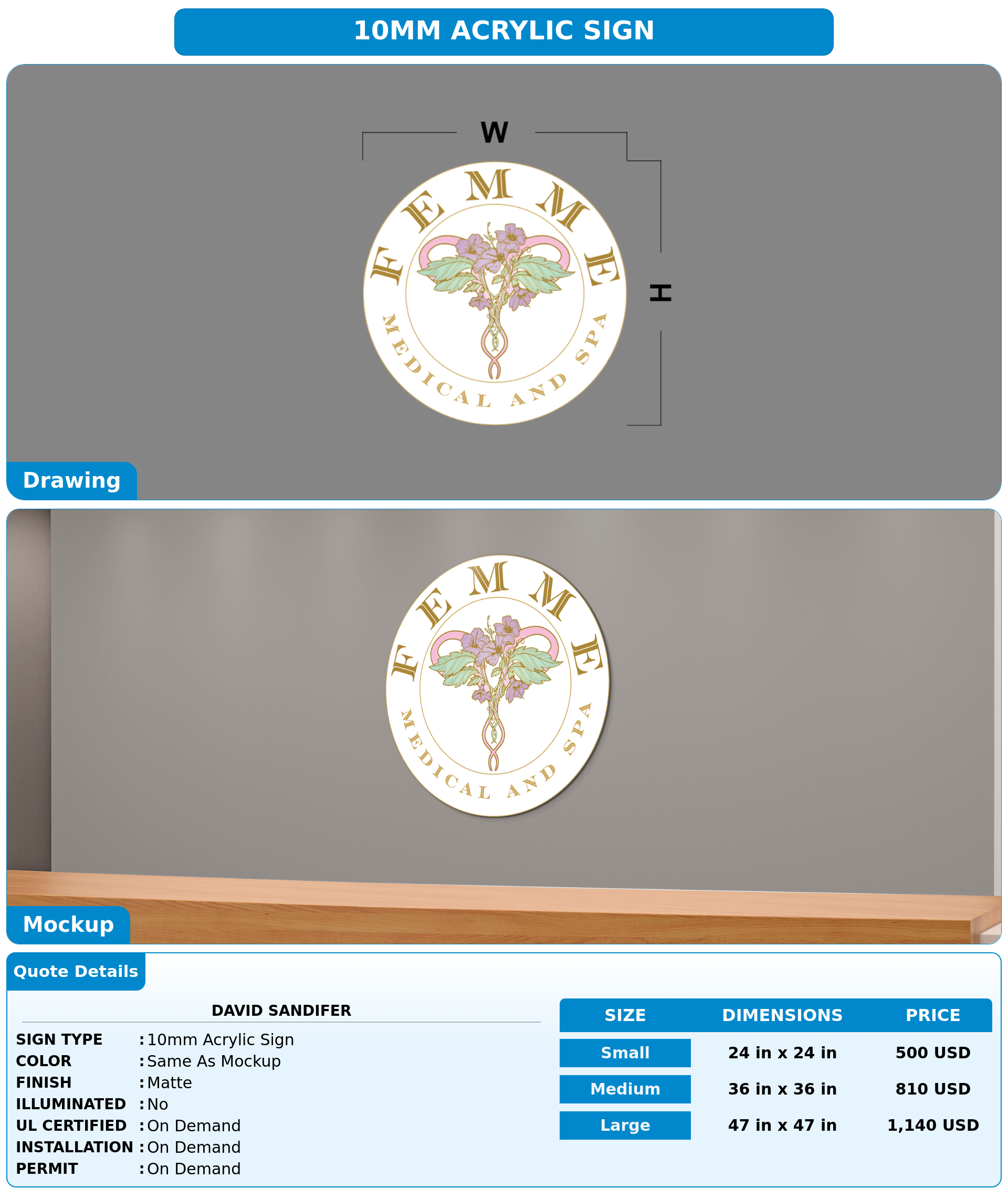 CUSTOM MOCKUP SIGN FOR David Sandifer – Signs INC