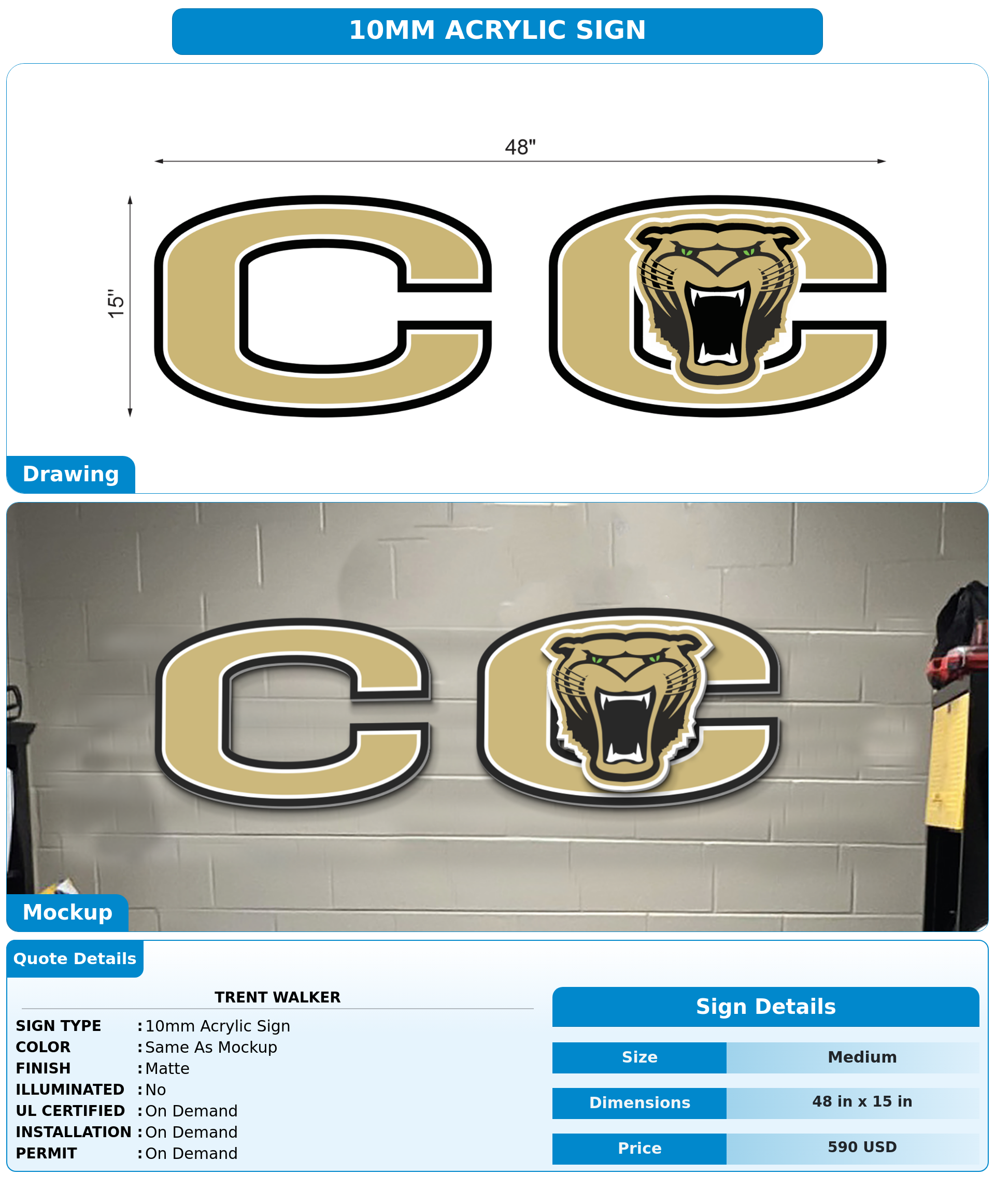 CUSTOM MOCKUP SIGN FOR Trent Walker – Signs INC
