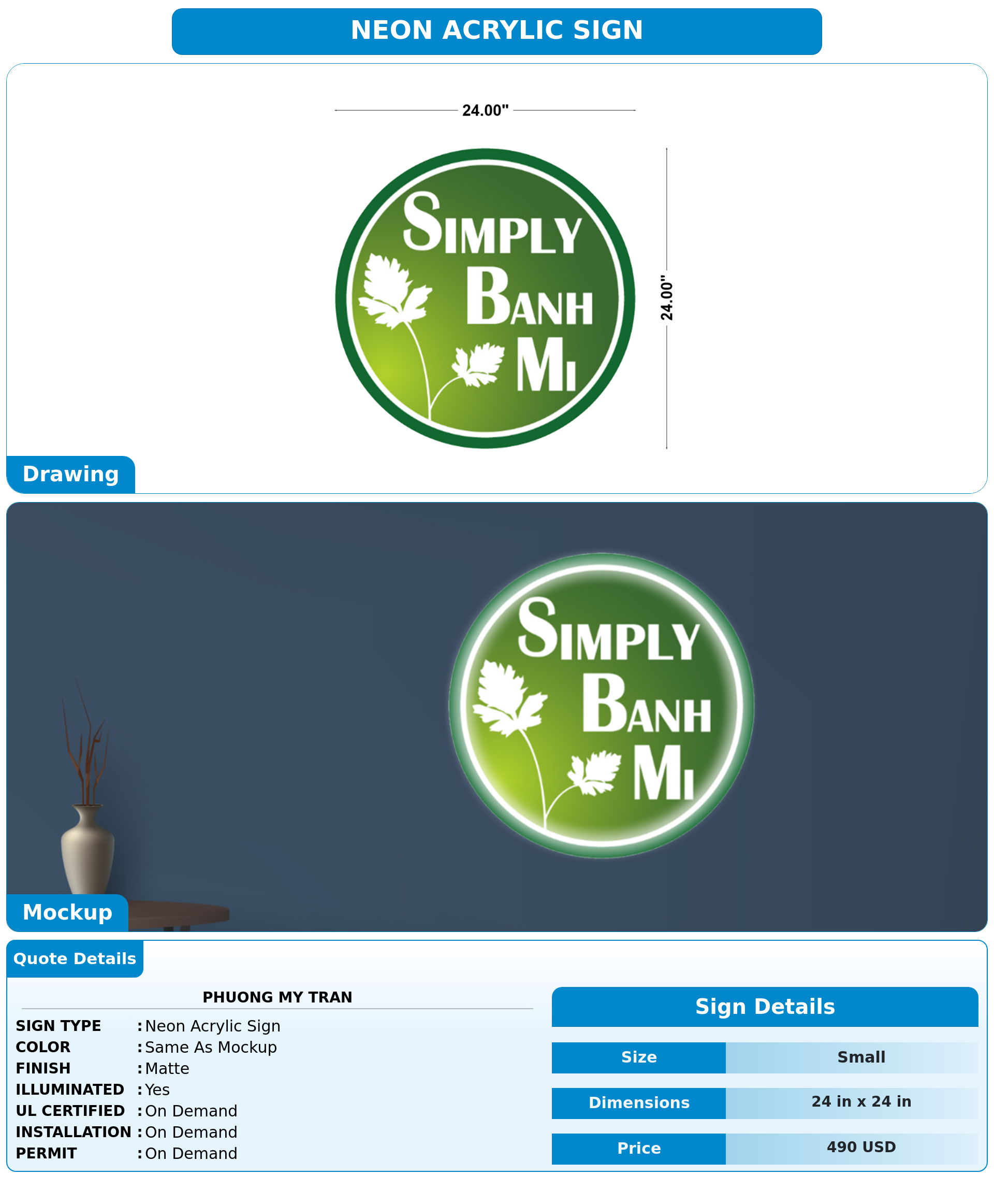 CUSTOM MOCKUP SIGN FOR Phuong My Tran – Signs INC