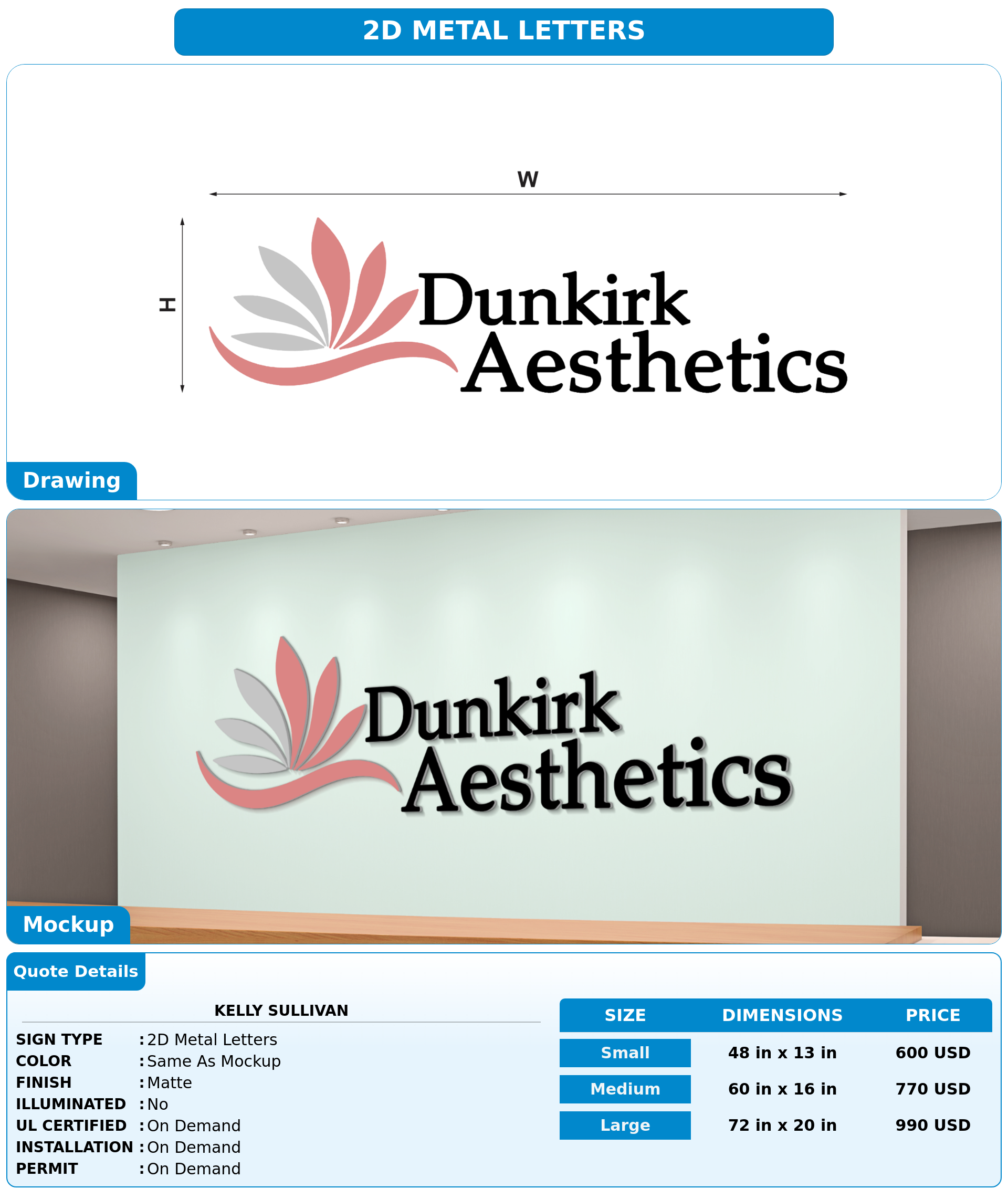 CUSTOM MOCKUP SIGN FOR Kelly Sullivan – Signs INC