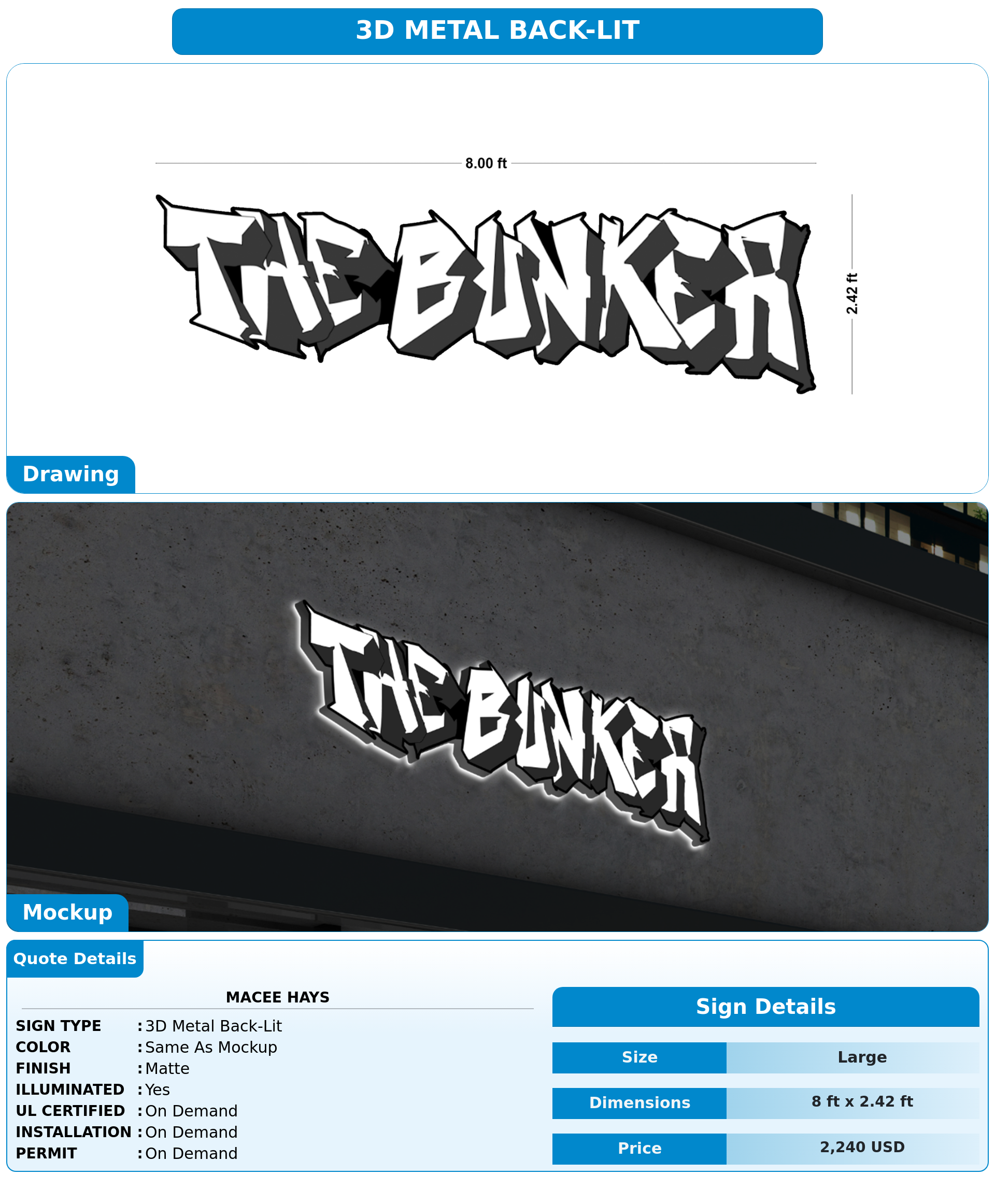 CUSTOM MOCKUP SIGN FOR Macee Hays – Signs INC