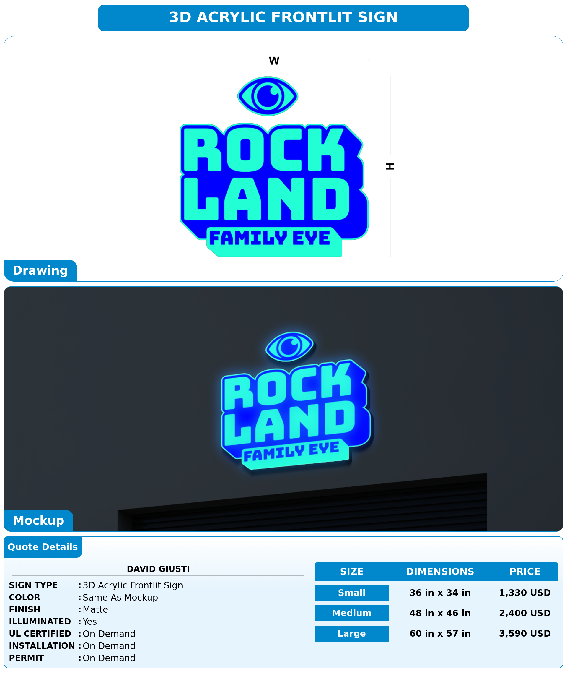 CUSTOM MOCKUP SIGN FOR David Giusti – Signs INC