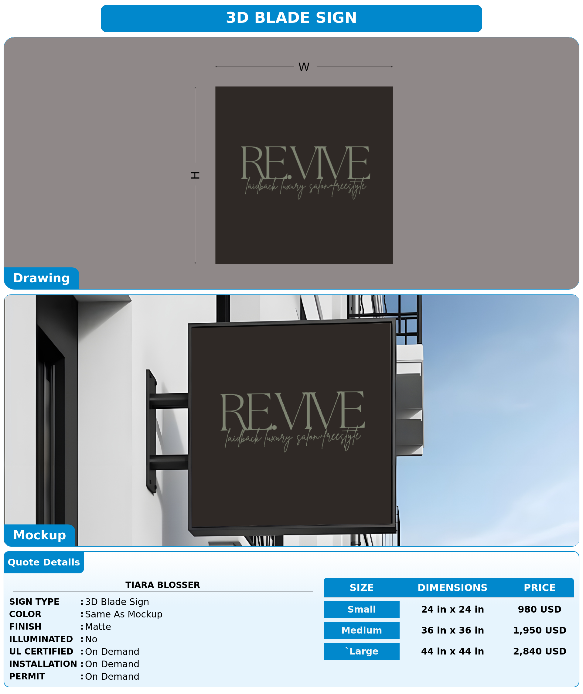 CUSTOM MOCKUP SIGN FOR Tiara Blosser – Signs INC