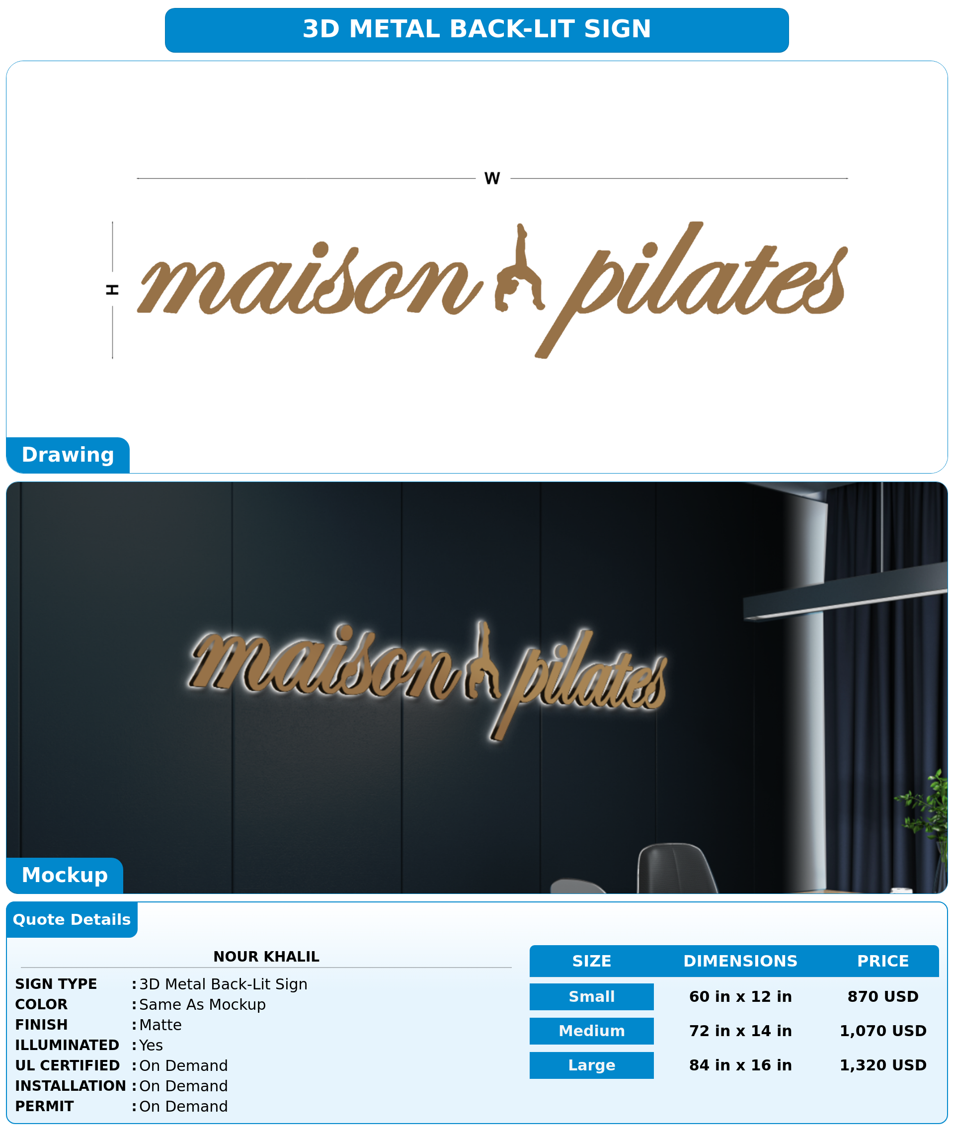 CUSTOM MOCKUP SIGN FOR Nour khalil – Signs INC