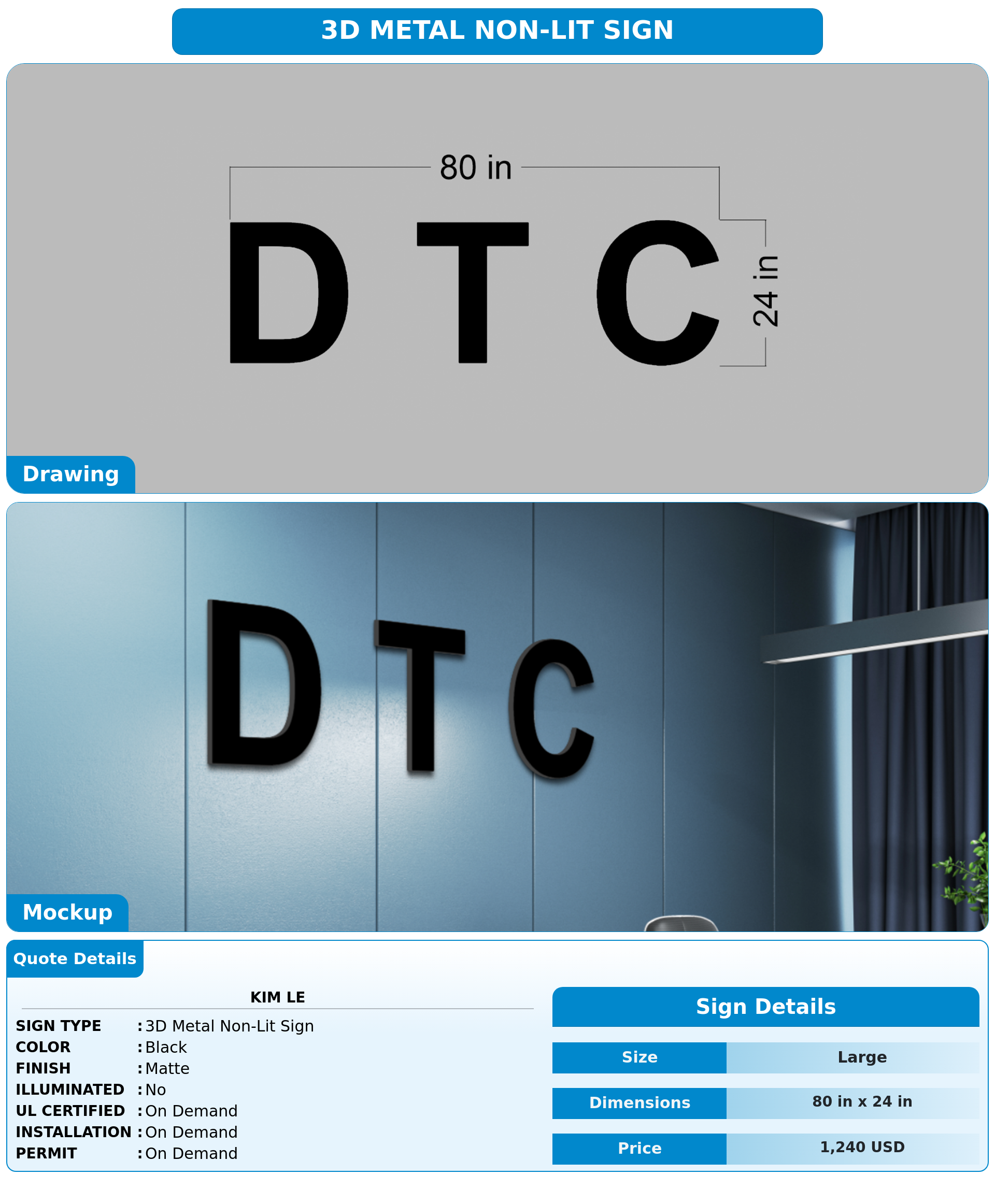 CUSTOM MOCKUP SIGN FOR Kim Le – Signs INC