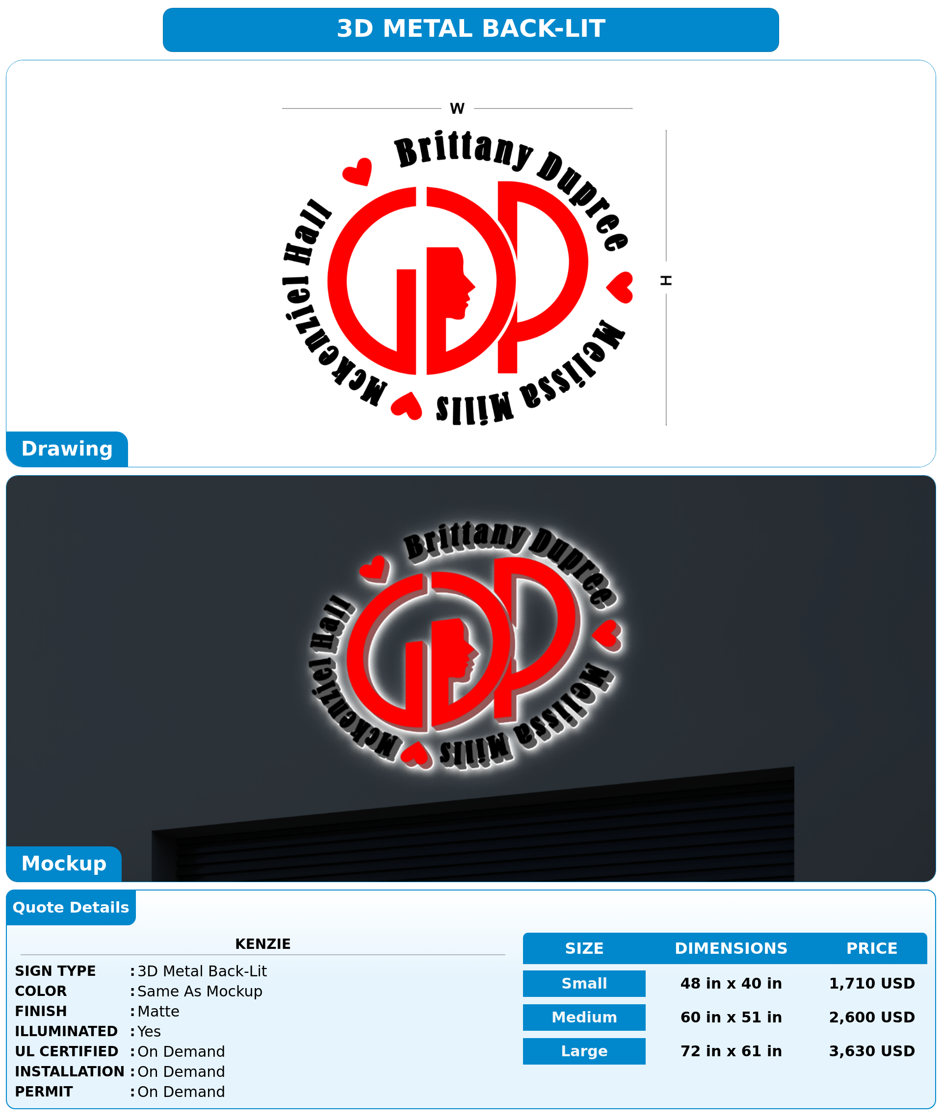 CUSTOM MOCKUP SIGN FOR Kenzie – Signs INC