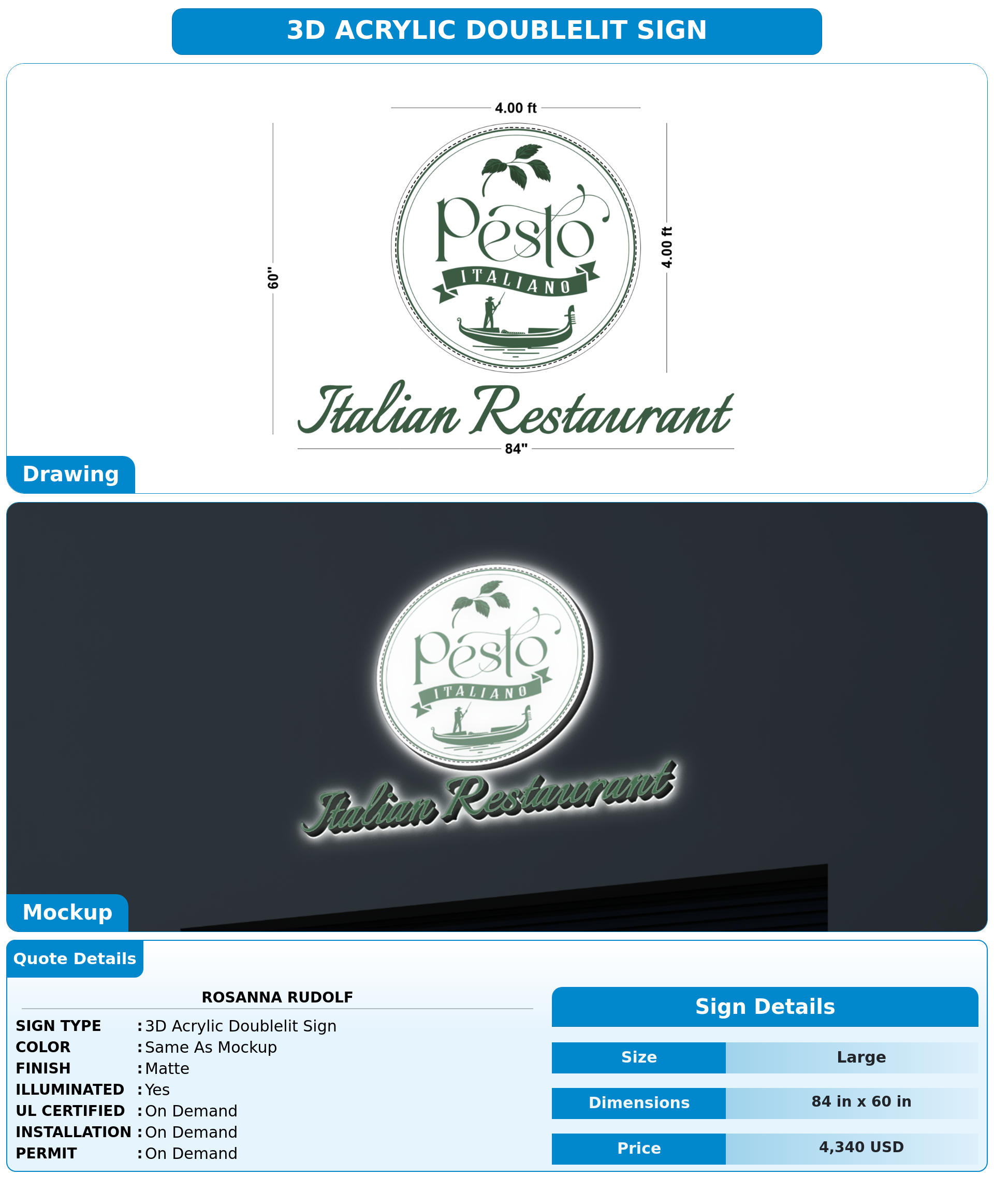 CUSTOM MOCKUP SIGN FOR Rosanna Rudolf – Signs INC