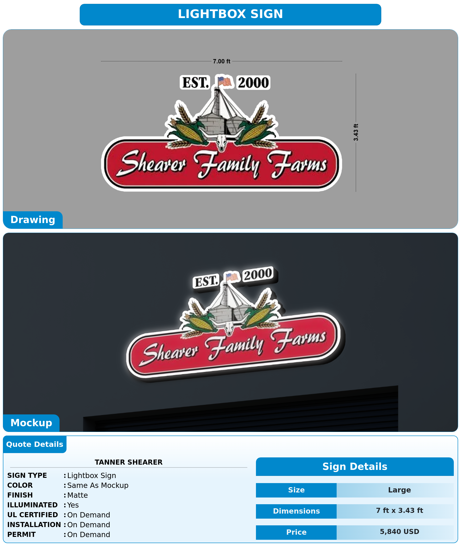 CUSTOM MOCKUP SIGN FOR Tanner Shearer – Signs INC