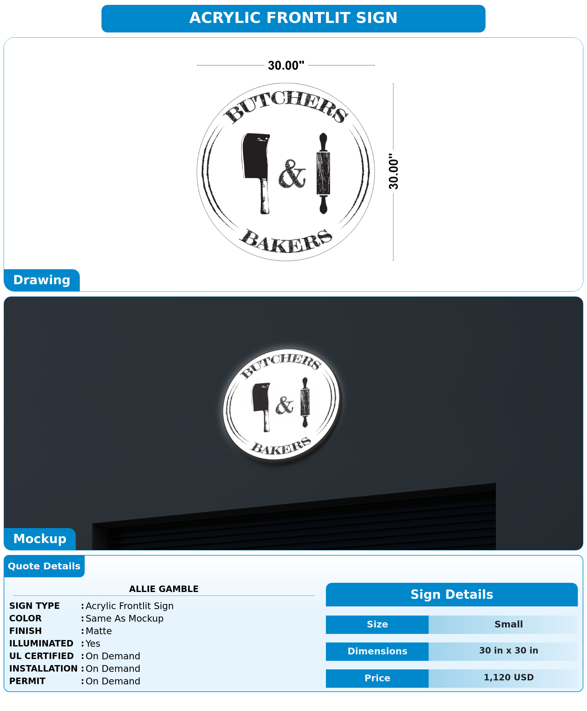 CUSTOM MOCKUP SIGN FOR Allie Gamble – Signs INC