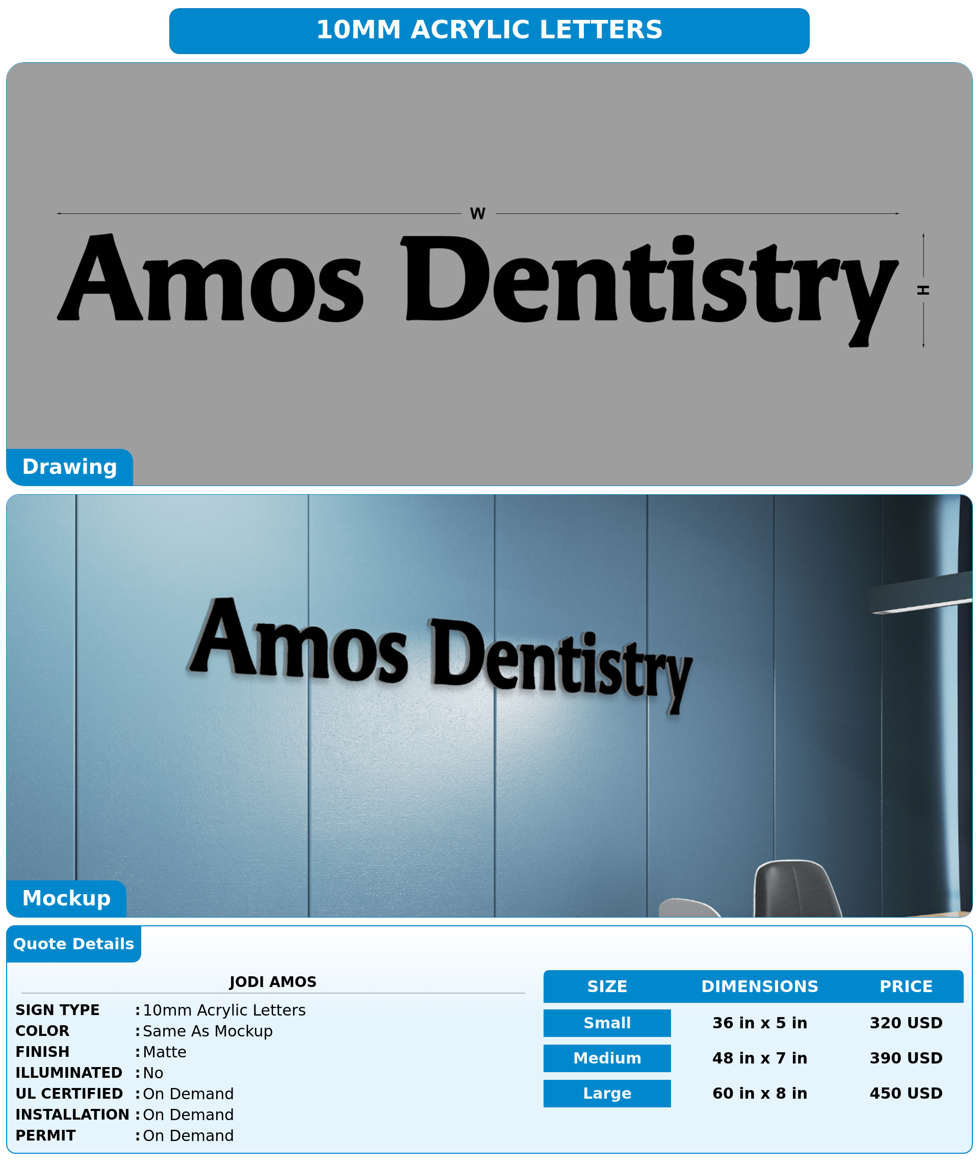 CUSTOM MOCKUP SIGN FOR Jodi Amos – Signs INC