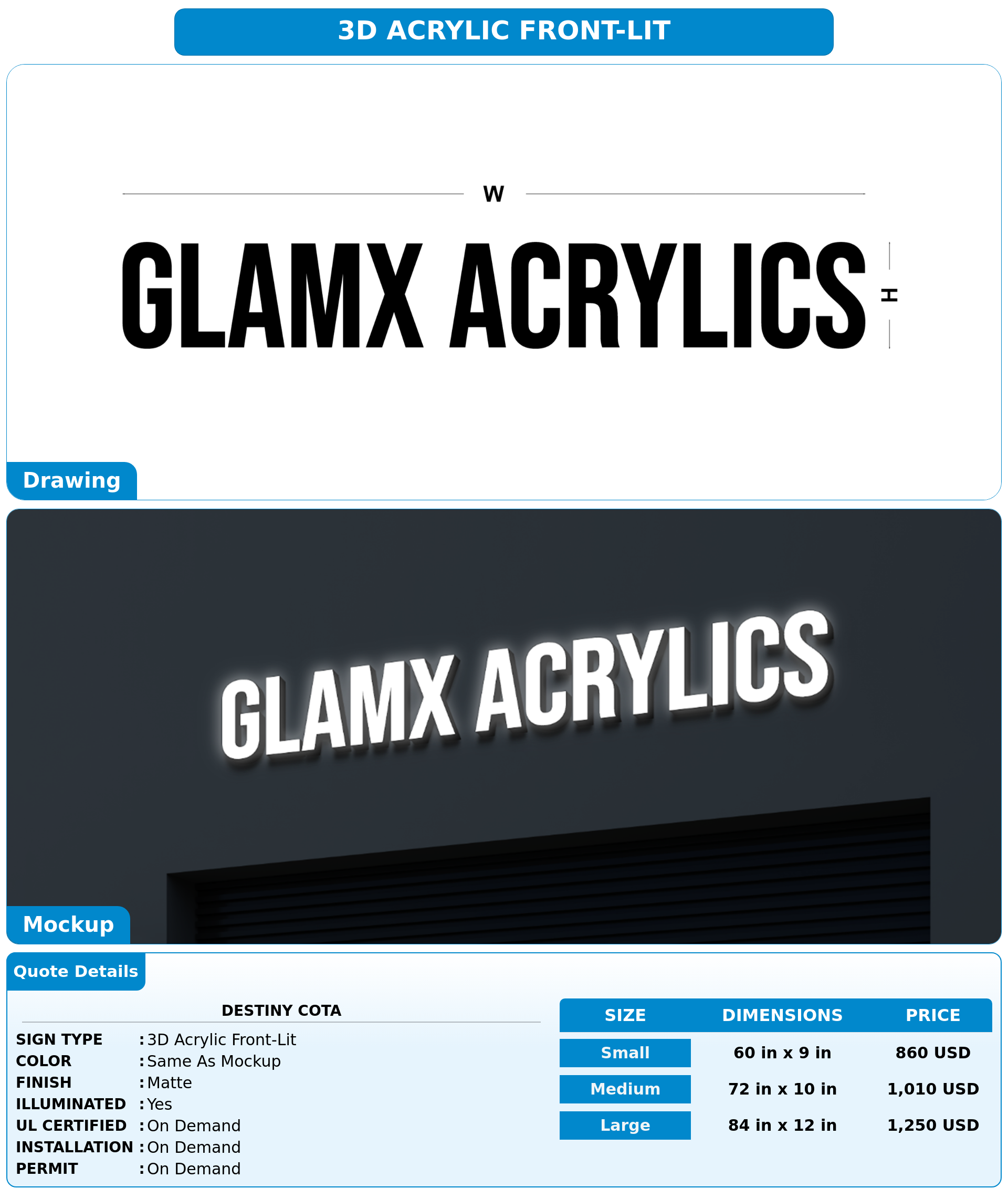 CUSTOM MOCKUP SIGN FOR Destiny Cota – Signs INC