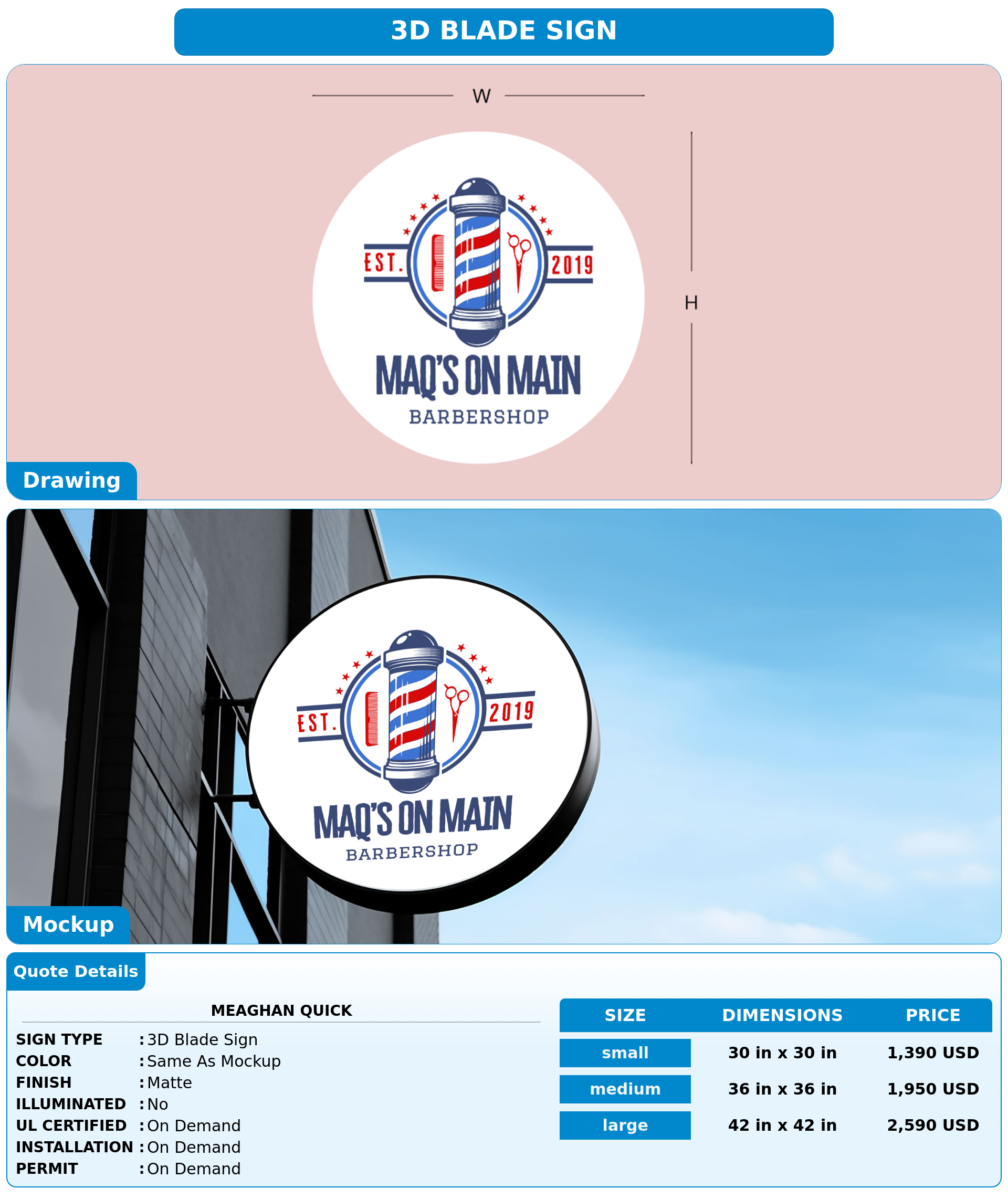 CUSTOM MOCKUP SIGN FOR Meaghan Quick – Signs INC