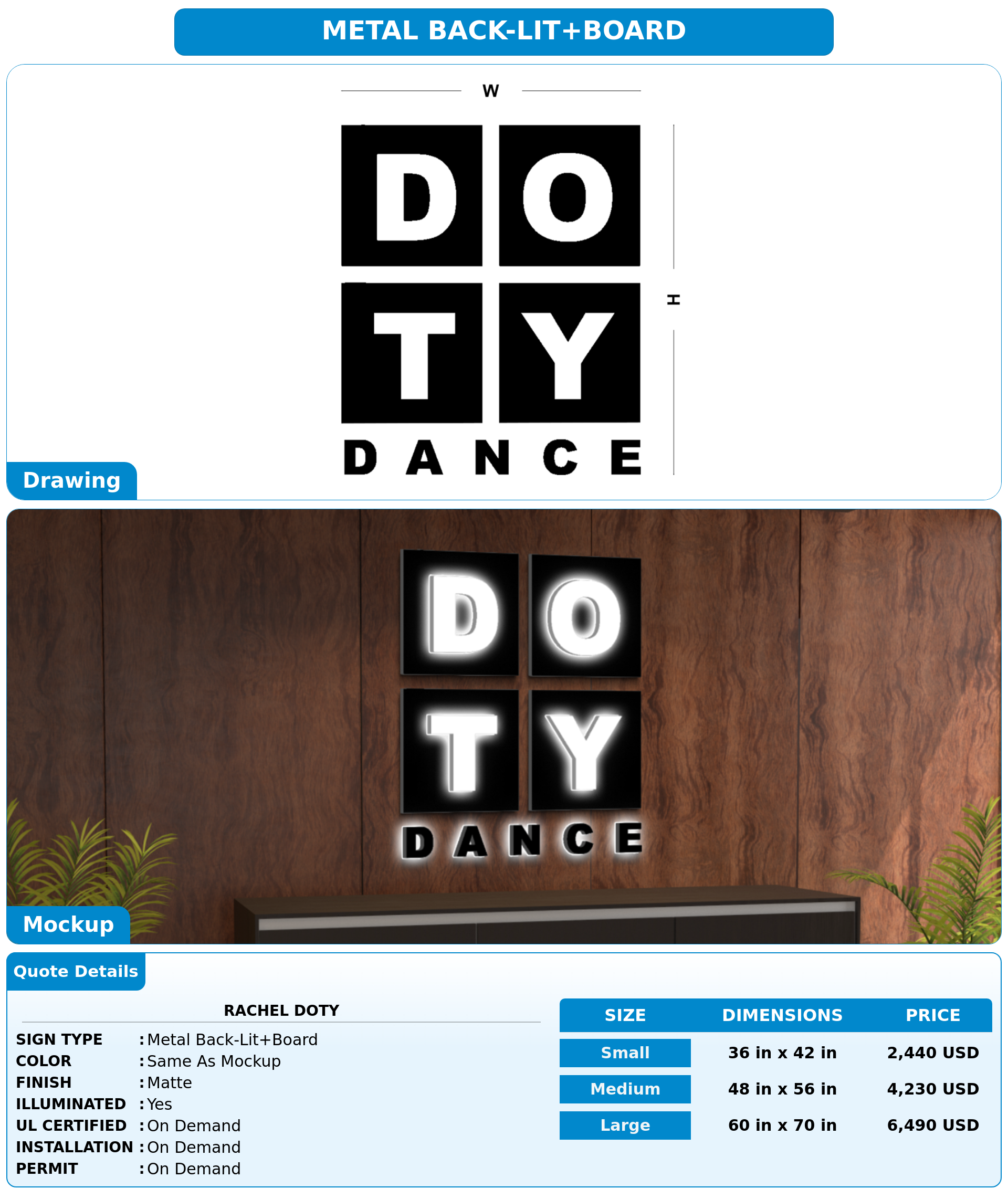 CUSTOM MOCKUP SIGN FOR rachel doty – Signs INC