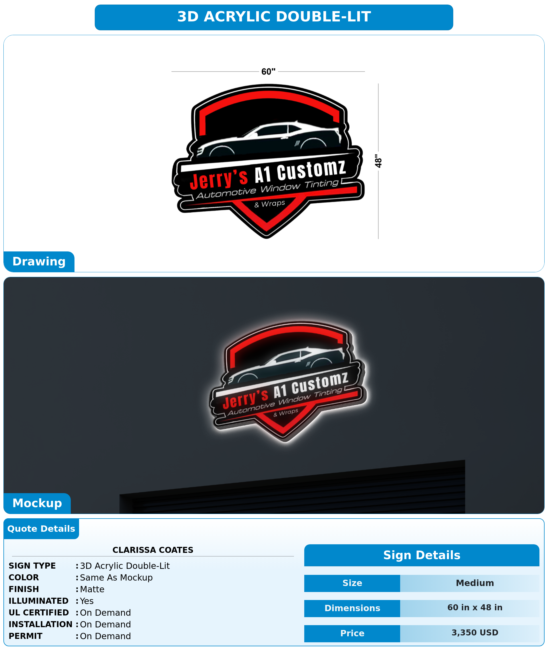 CUSTOM MOCKUP SIGN FOR clarissa coates – Signs INC