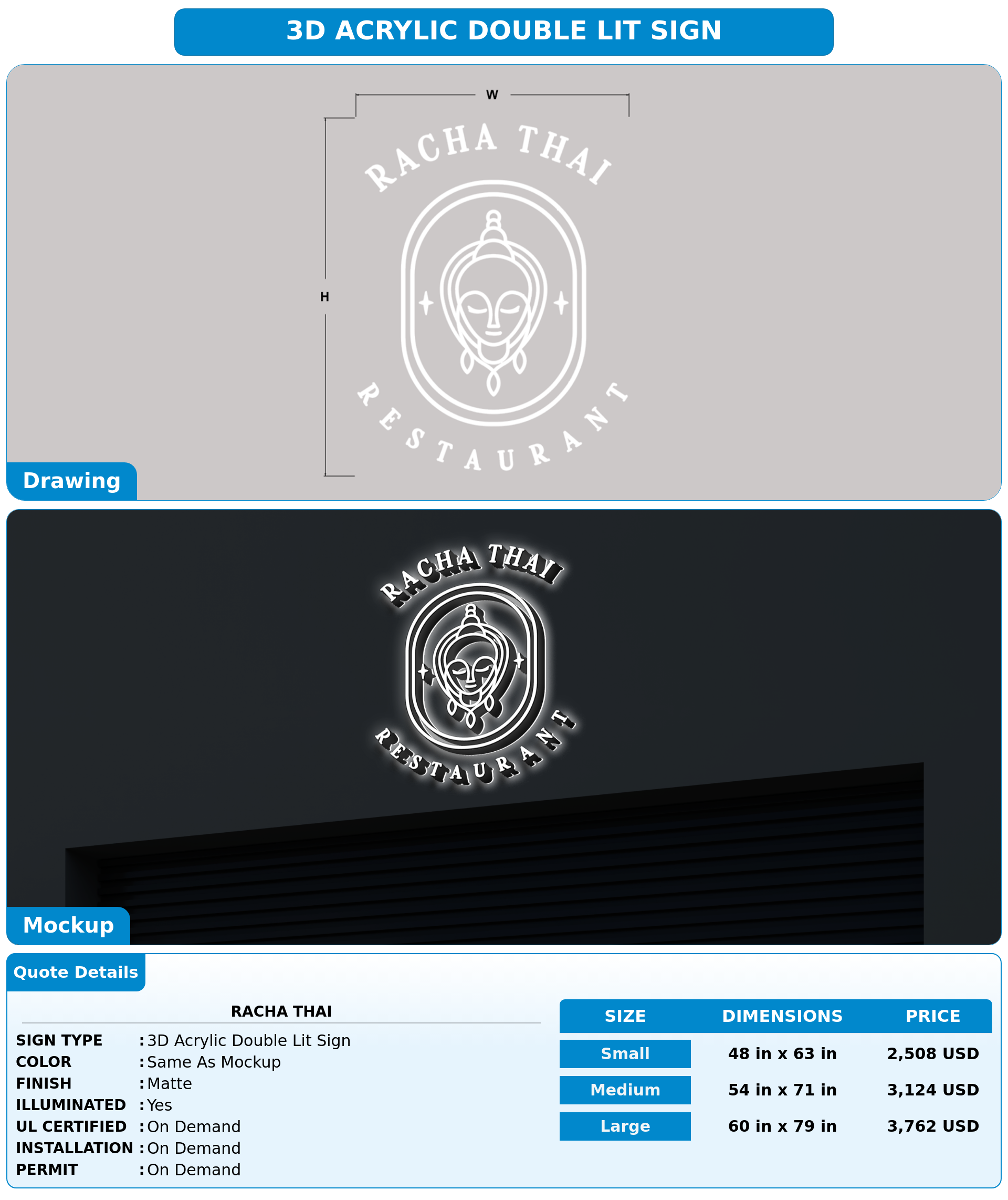 CUSTOM MOCKUP SIGN FOR RACHA THAI – Signs INC