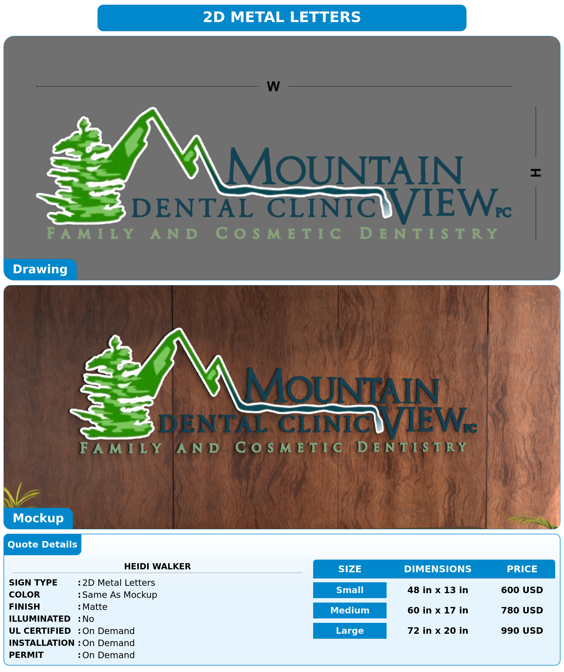 CUSTOM MOCKUP SIGN FOR Heidi Walker – Signs INC
